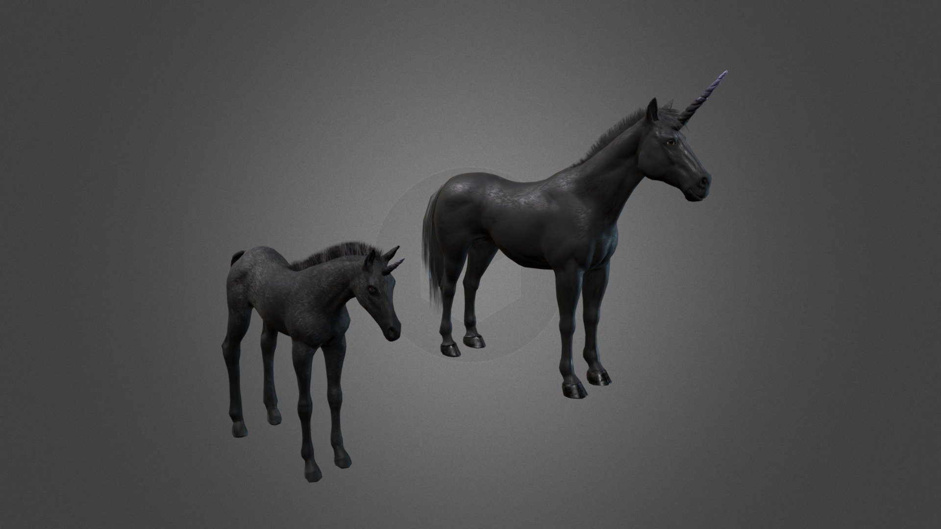 Black Unicorn with Foal - 3D model by Portalarium [bd8ac19] - Sketchfab
