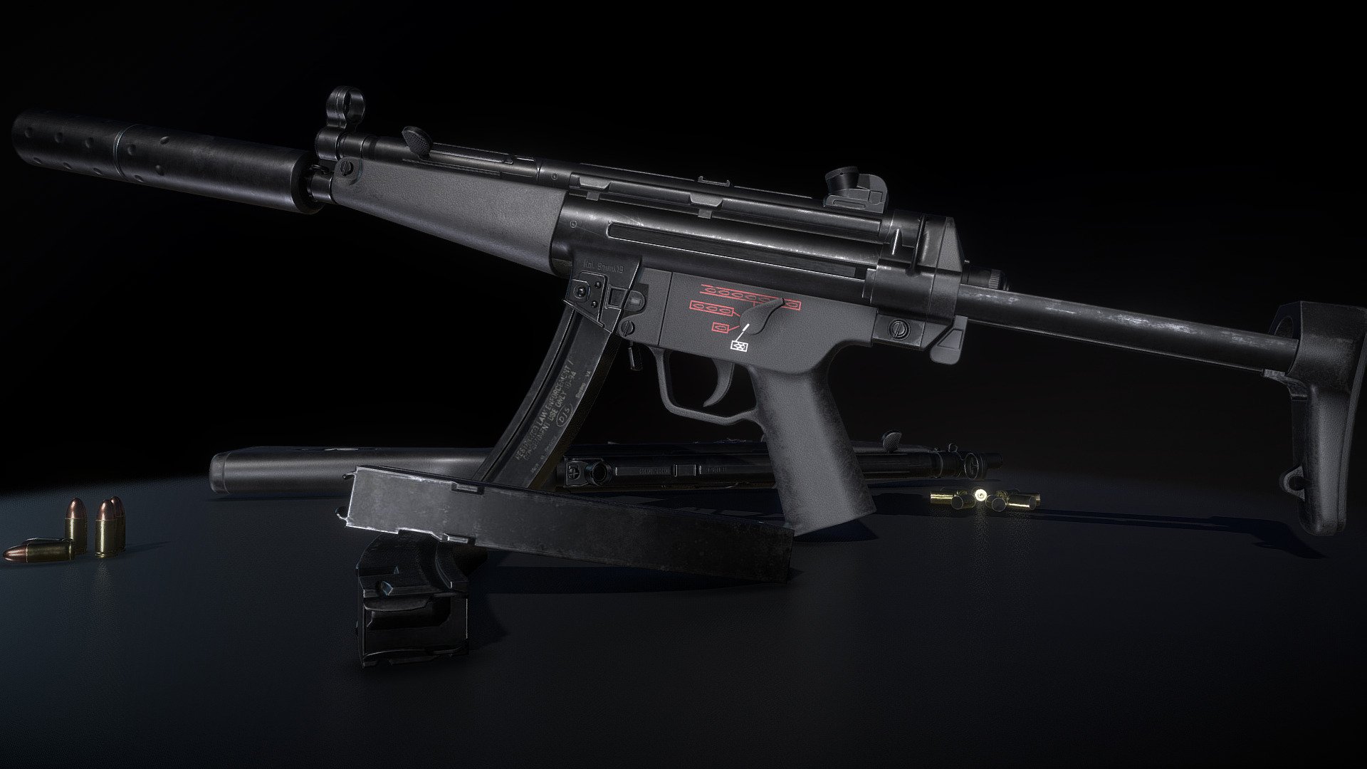 MP5 - Customizable GameAsset - 3D model by DavidFalke [bd8eb25] - Sketchfab