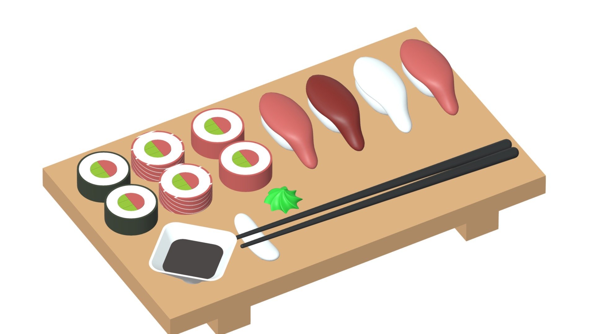 Cartoon Sushi Japanese Food Set - Buy Royalty Free 3D model by Philip ...