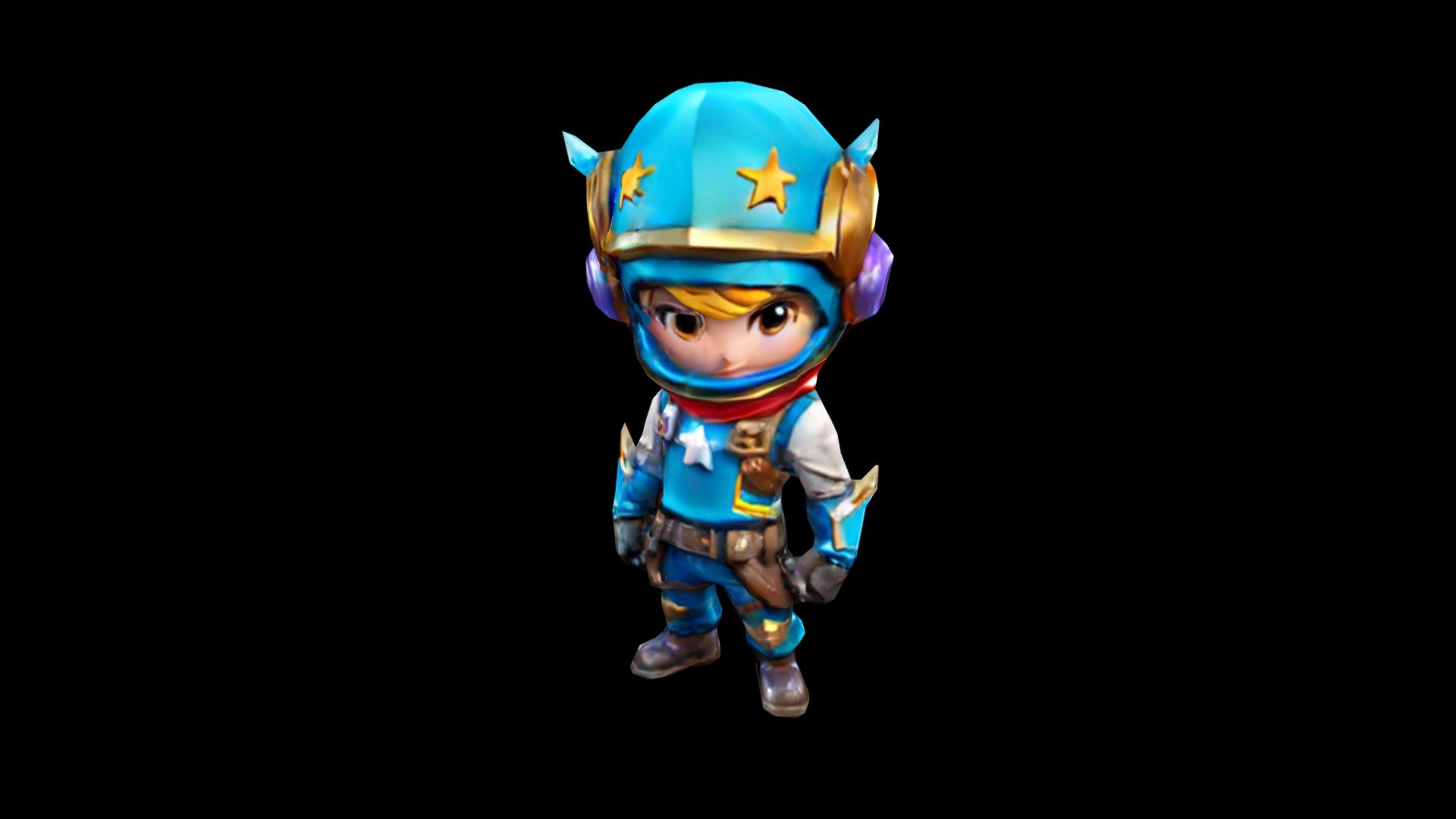 Electric Blue Cartoon Action Figure with Persona - Download Free 3D ...