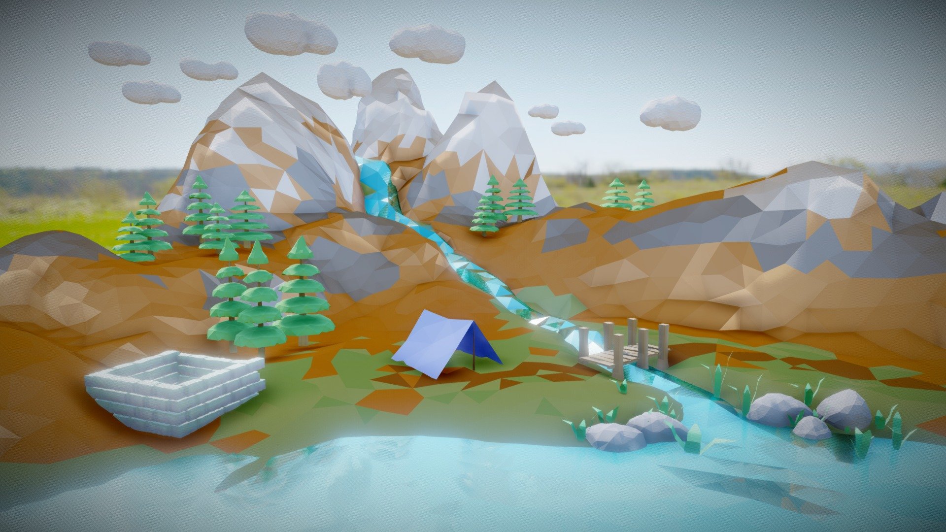Low-poly Lake Scene - Download Free 3D model by Null Pointer ...