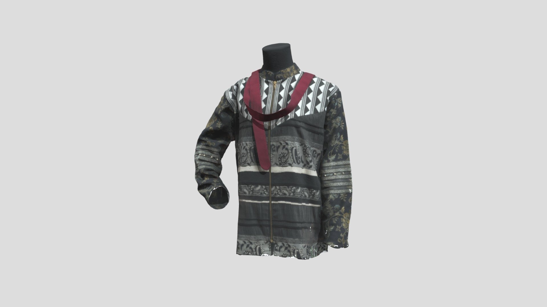 Batik Syal Merah Lengan Panjang Abu Hitam - 3D model by anhrisn ...