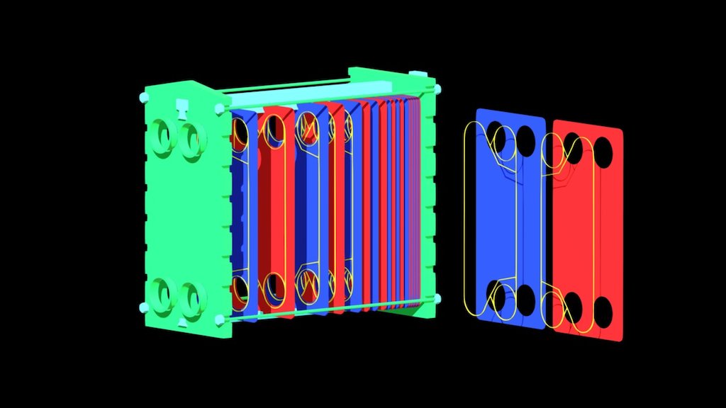 PLATE HEAT EXCHANGER - 3D model by dubey.ujjwal1994 [bdc3a20] - Sketchfab