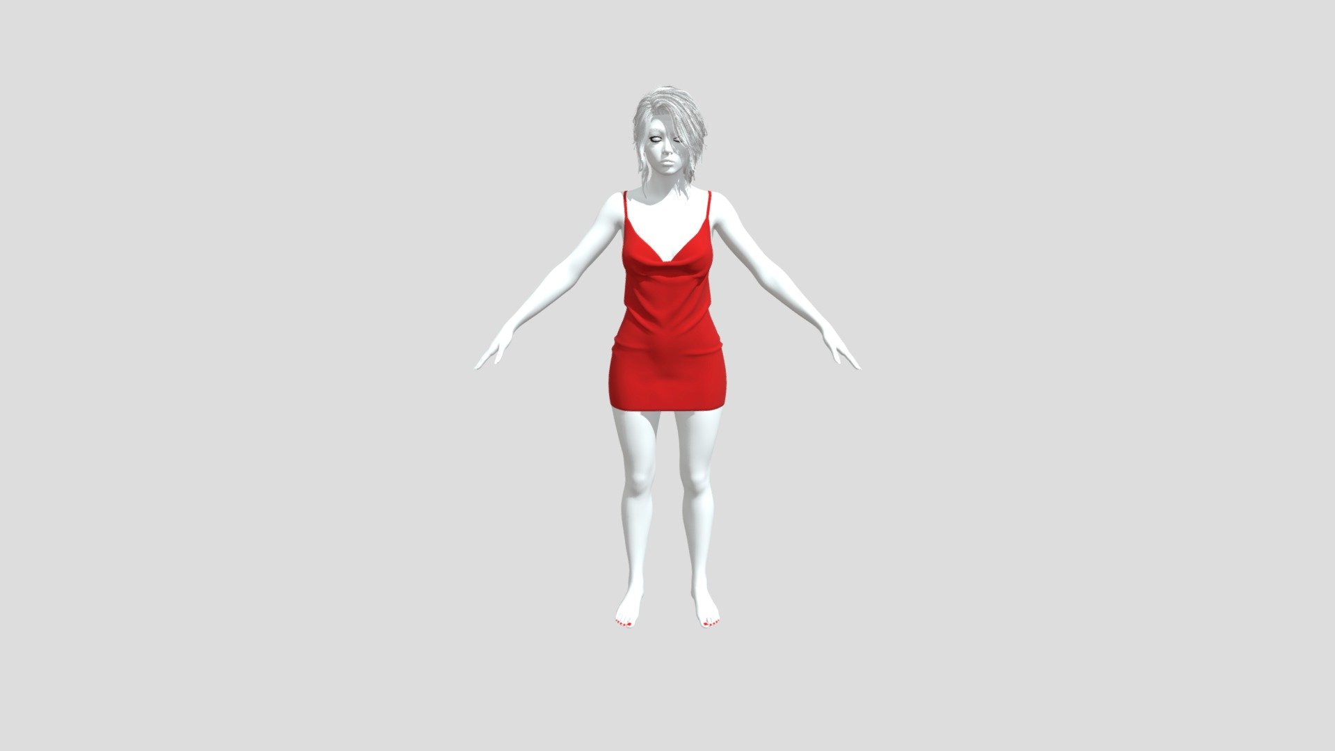 Realistic Beautiful Female Model in Red Dresses - 3D model by ...