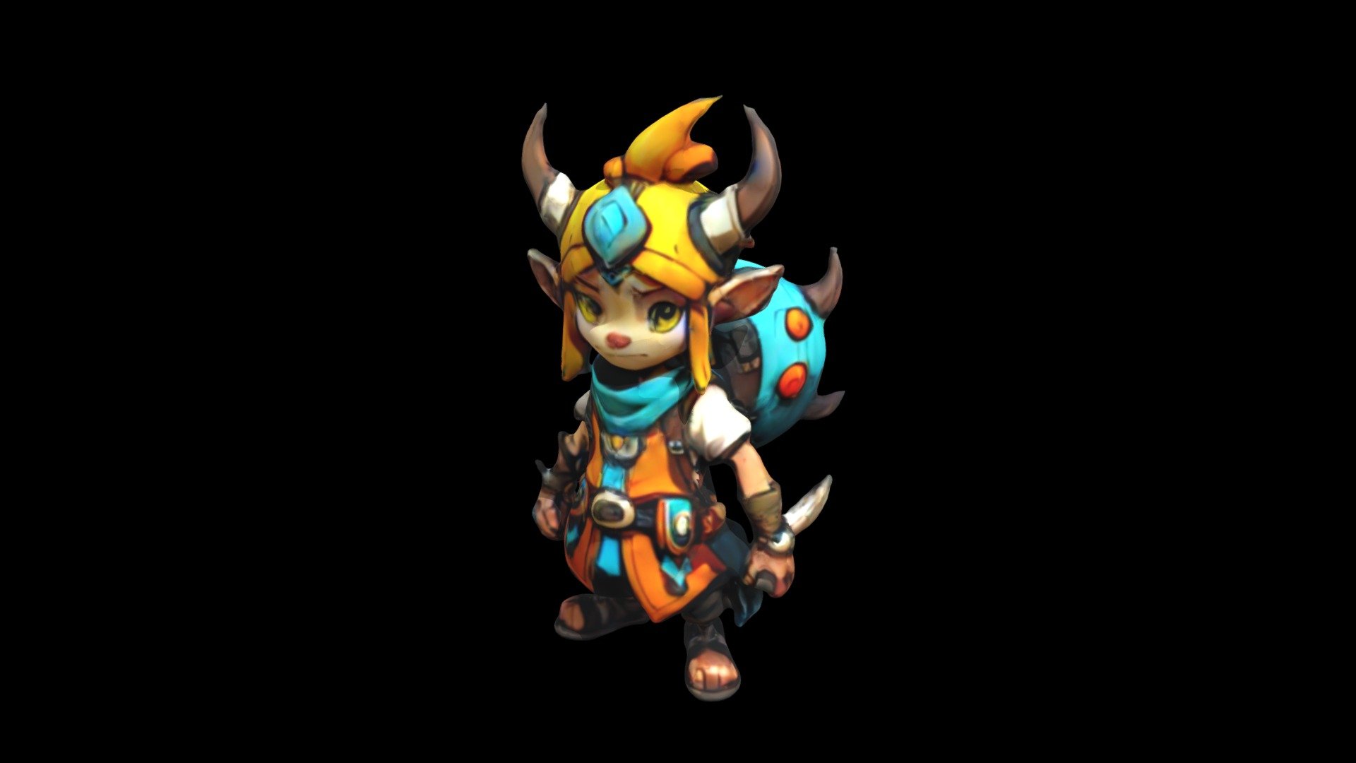 a cartoon character with horns and a backpack - Download Free 3D model ...