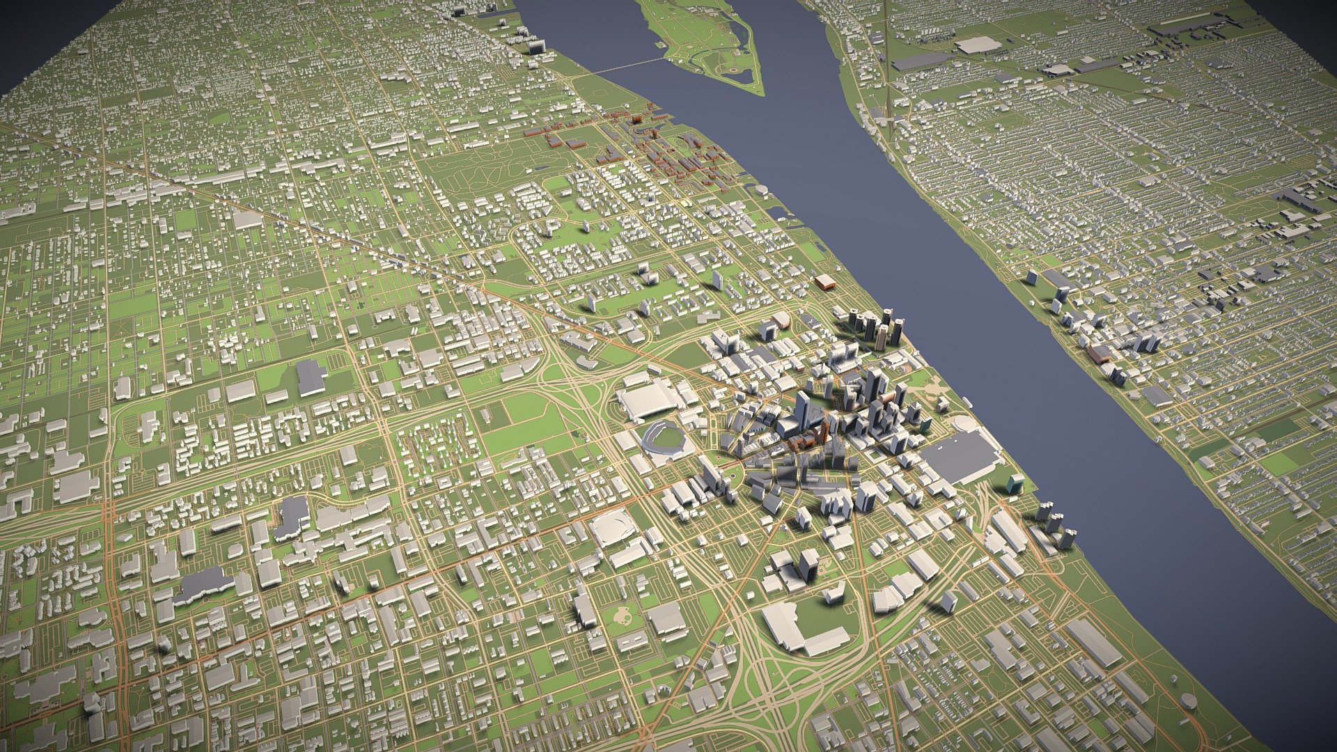 Detroit USA - city and urban - Buy Royalty Free 3D model by Jinda ...
