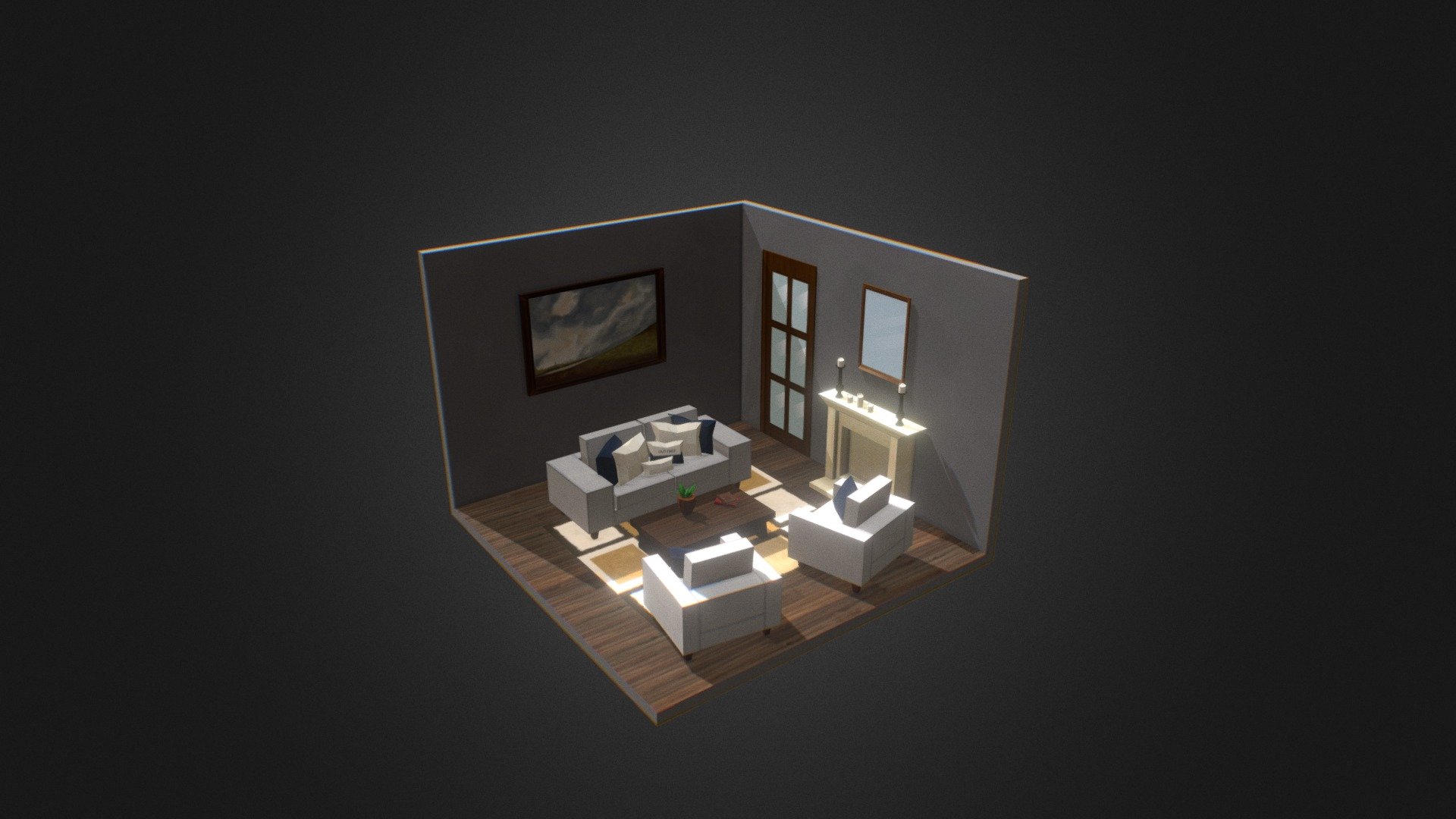 Low Poly Living Room - 3D model by Marselinahikki [bdf89ec] - Sketchfab