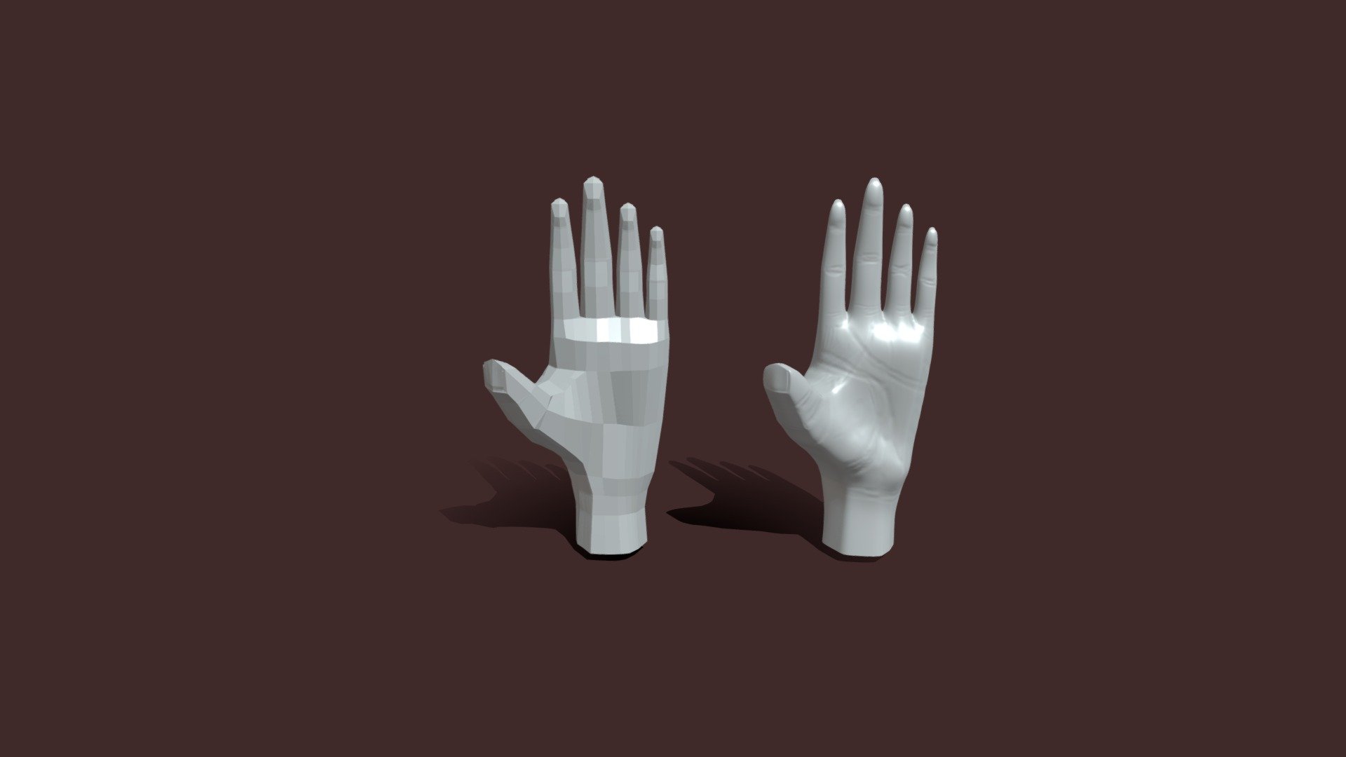 Low Poly & High Poly Hand - Download Free 3D model by Hubie:) (@idk ...