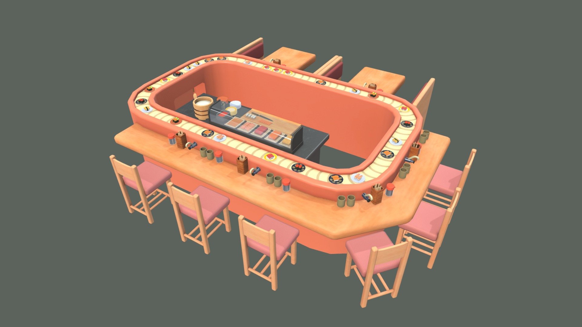 Cute Sushi Restaurant - 3D model by Kana-Beru [be19259] - Sketchfab