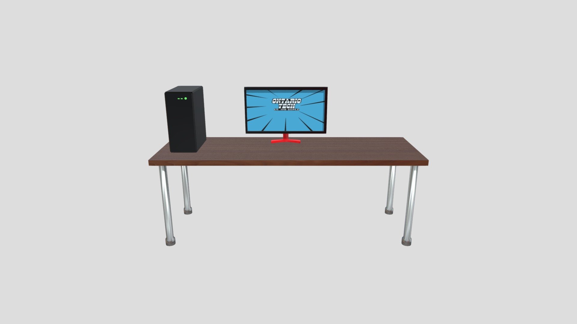 Desk with Computer and Monitor - Download Free 3D model by FardeenF ...