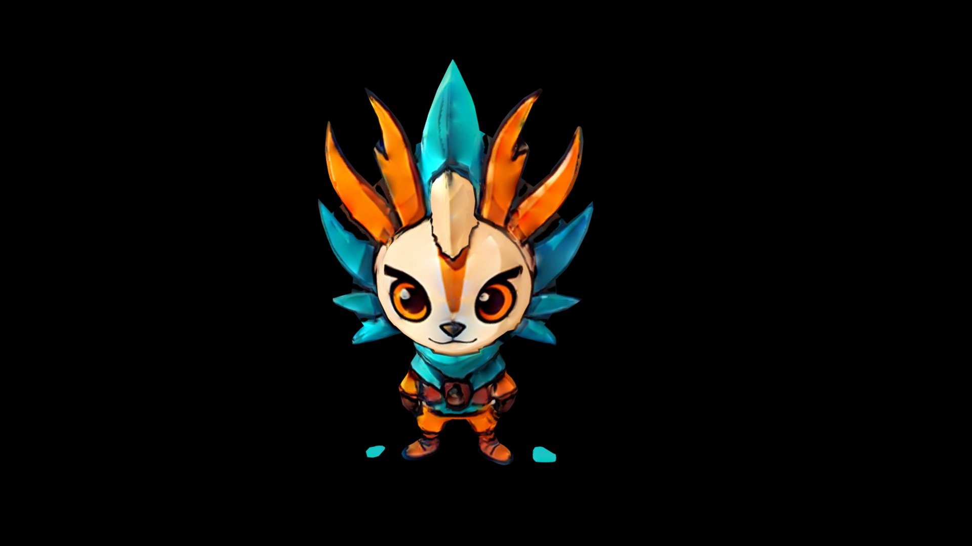 A cute, orange and blue cartoon character with b - Download Free 3D ...