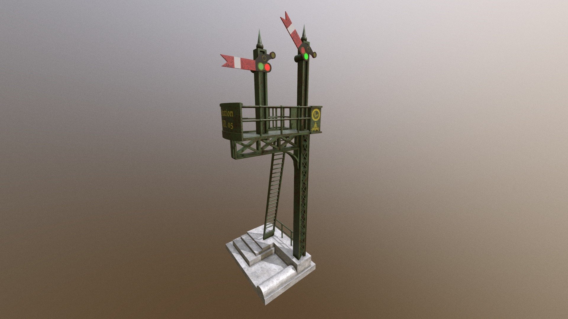Old time german train signalization - Buy Royalty Free 3D model by ...