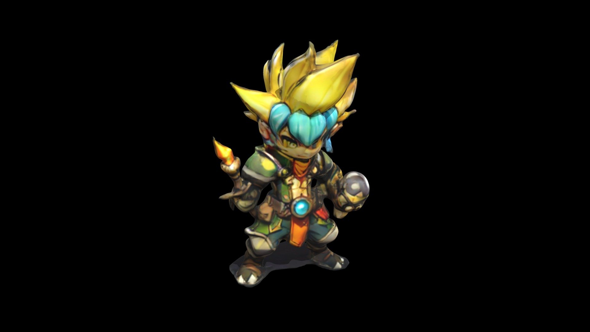 a cartoon character holding a torch and a bal - Download Free 3D model ...
