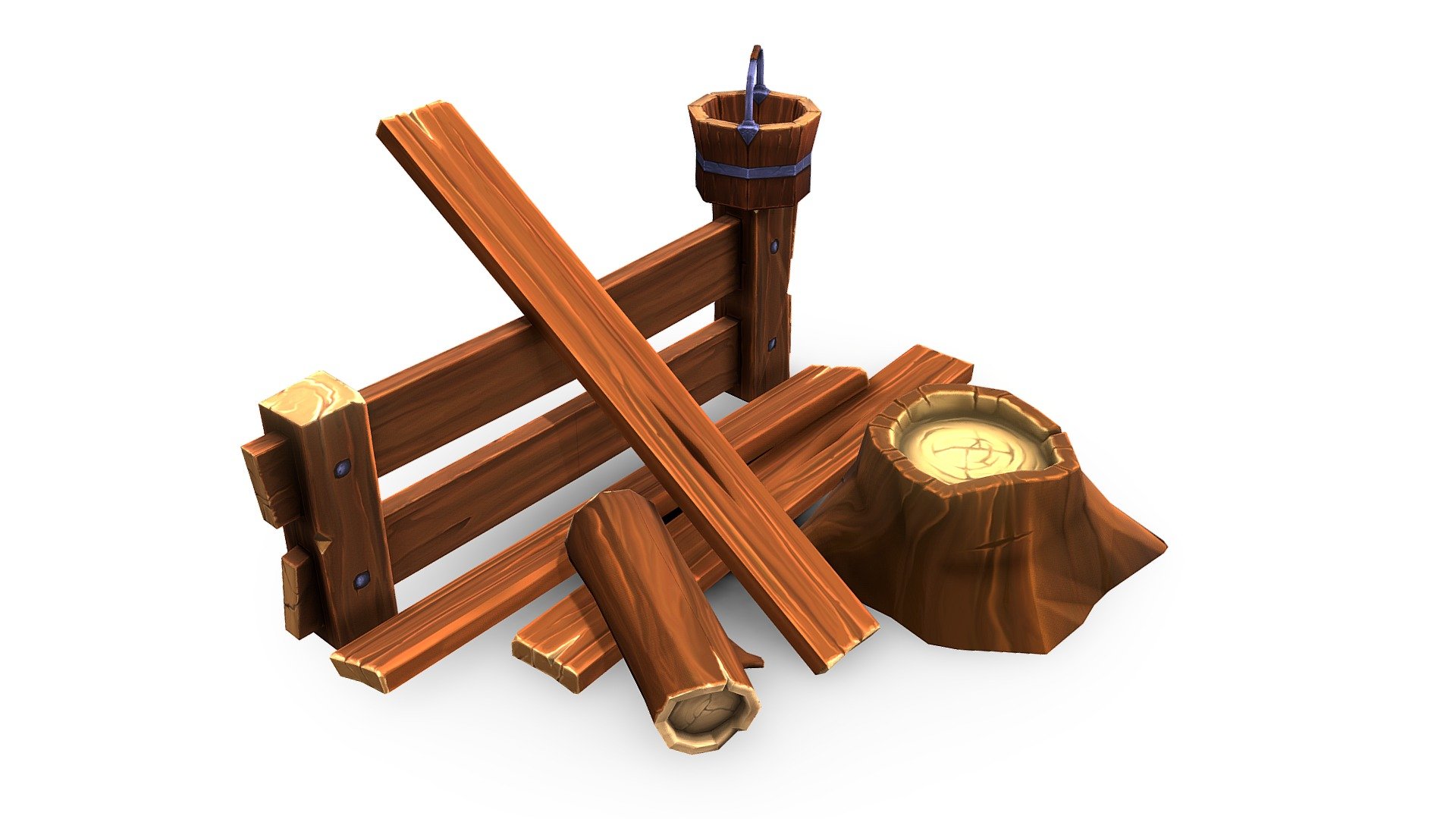 Hand Painted Wooden Assets - Buy Royalty Free 3D model by ...