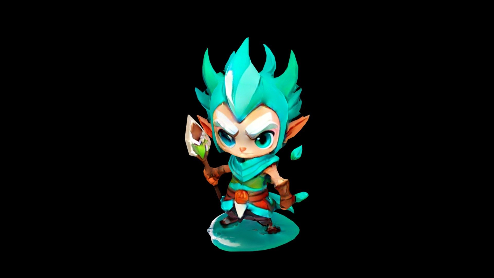 An illustration of a cute, blue-haired elf holdi - Download Free 3D ...