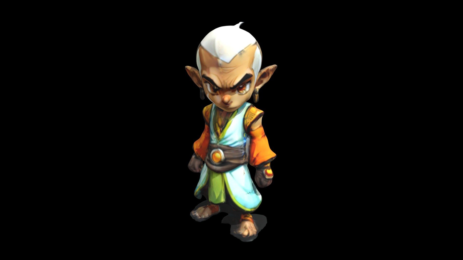 a cartoon character with a white head and ora - Download Free 3D model ...
