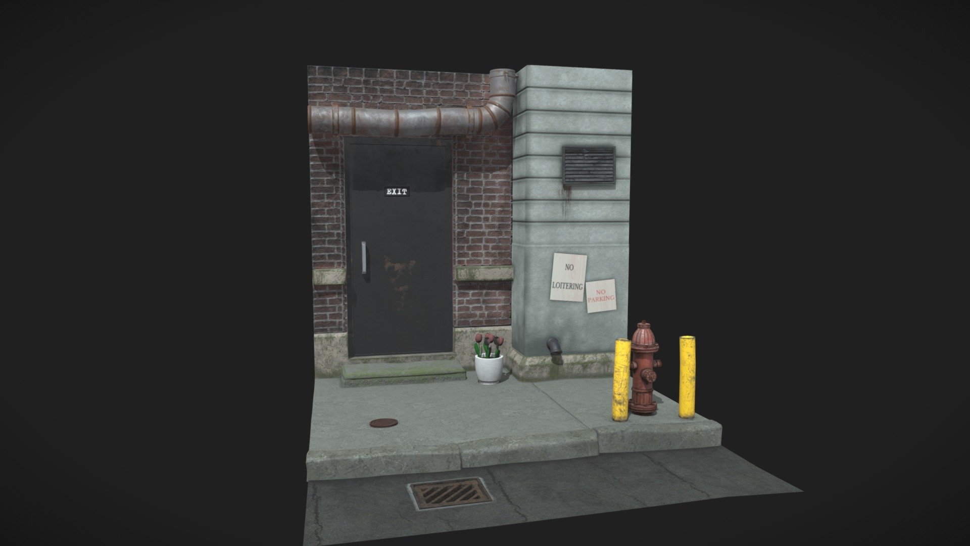 Alley Scene Class Project (WIP) - Download Free 3D model by Vinny ...