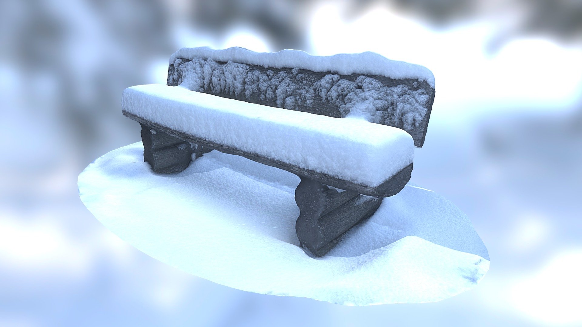Snow covered wooden bench scan - Buy Royalty Free 3D model by Austin ...