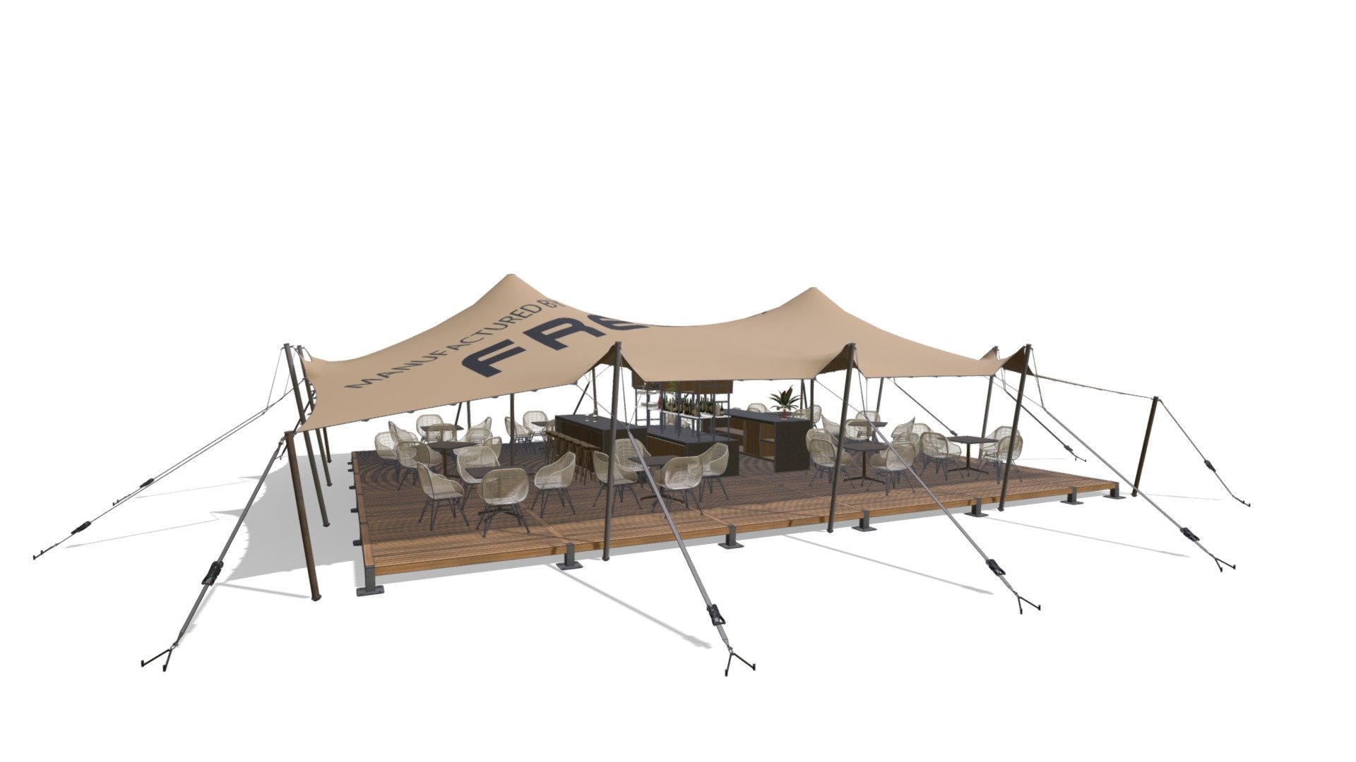 10m x 15m - Restaurant Setup - 3D model by FREEFORM® STRETCH TENTS ...