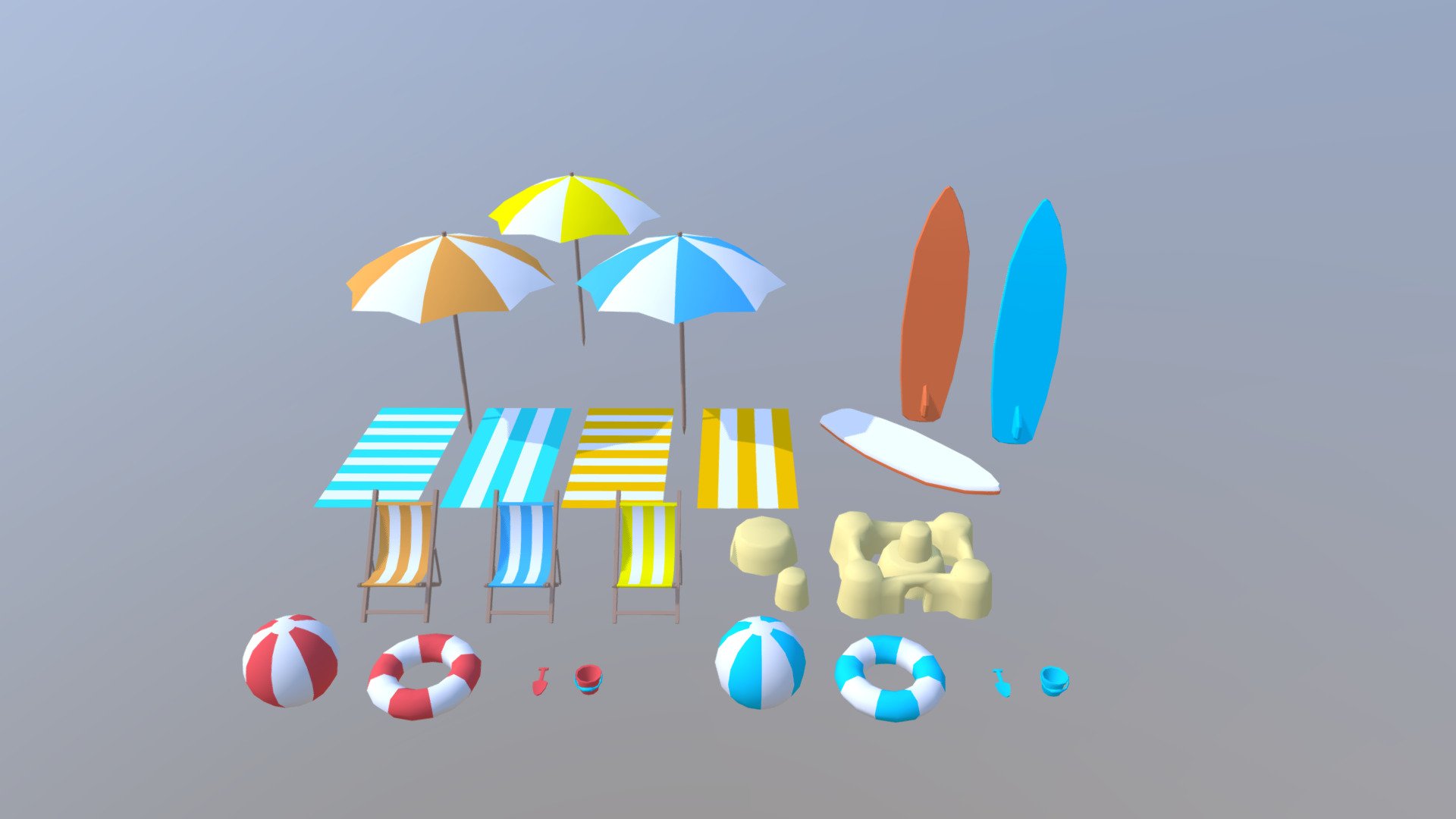 Beach Props - 3D model by RunemarkStudio [bef1d0a] - Sketchfab
