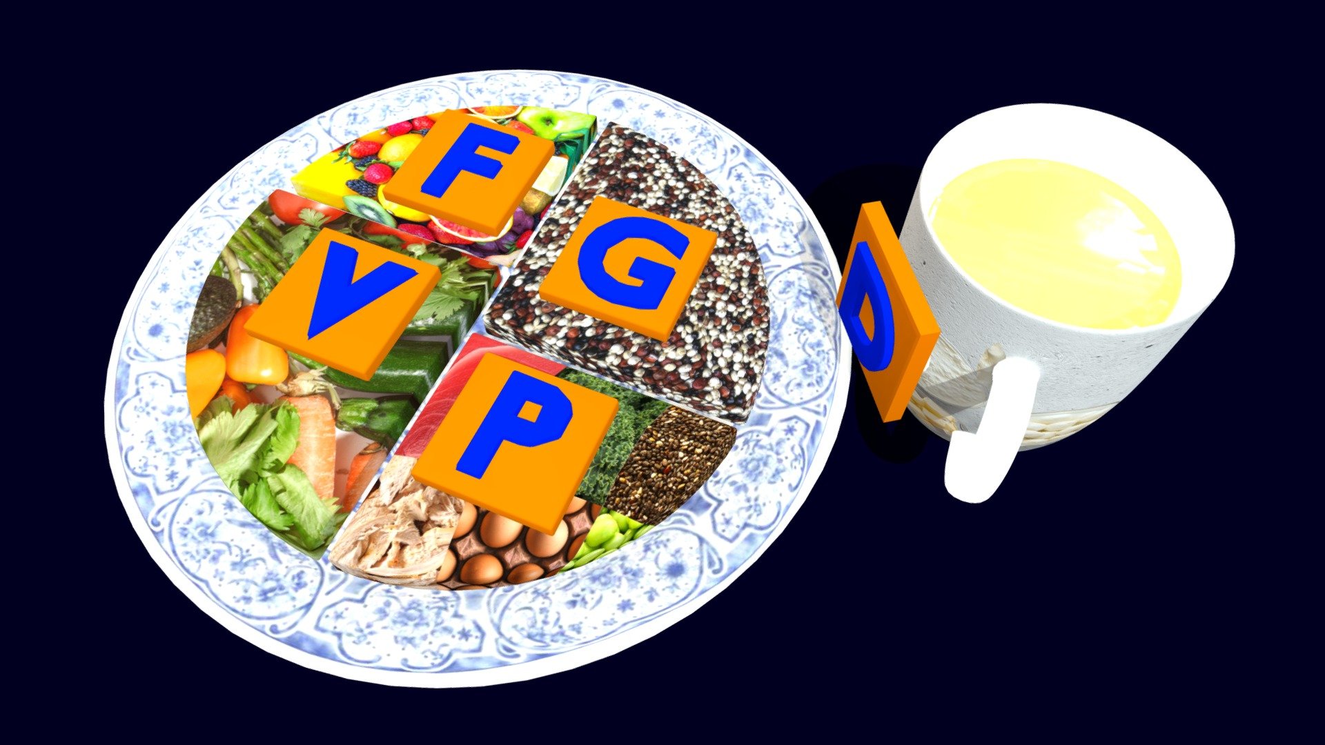 HEALTHY FOOD PLATE PROPORTION - Buy Royalty Free 3D model by Deepankar ...