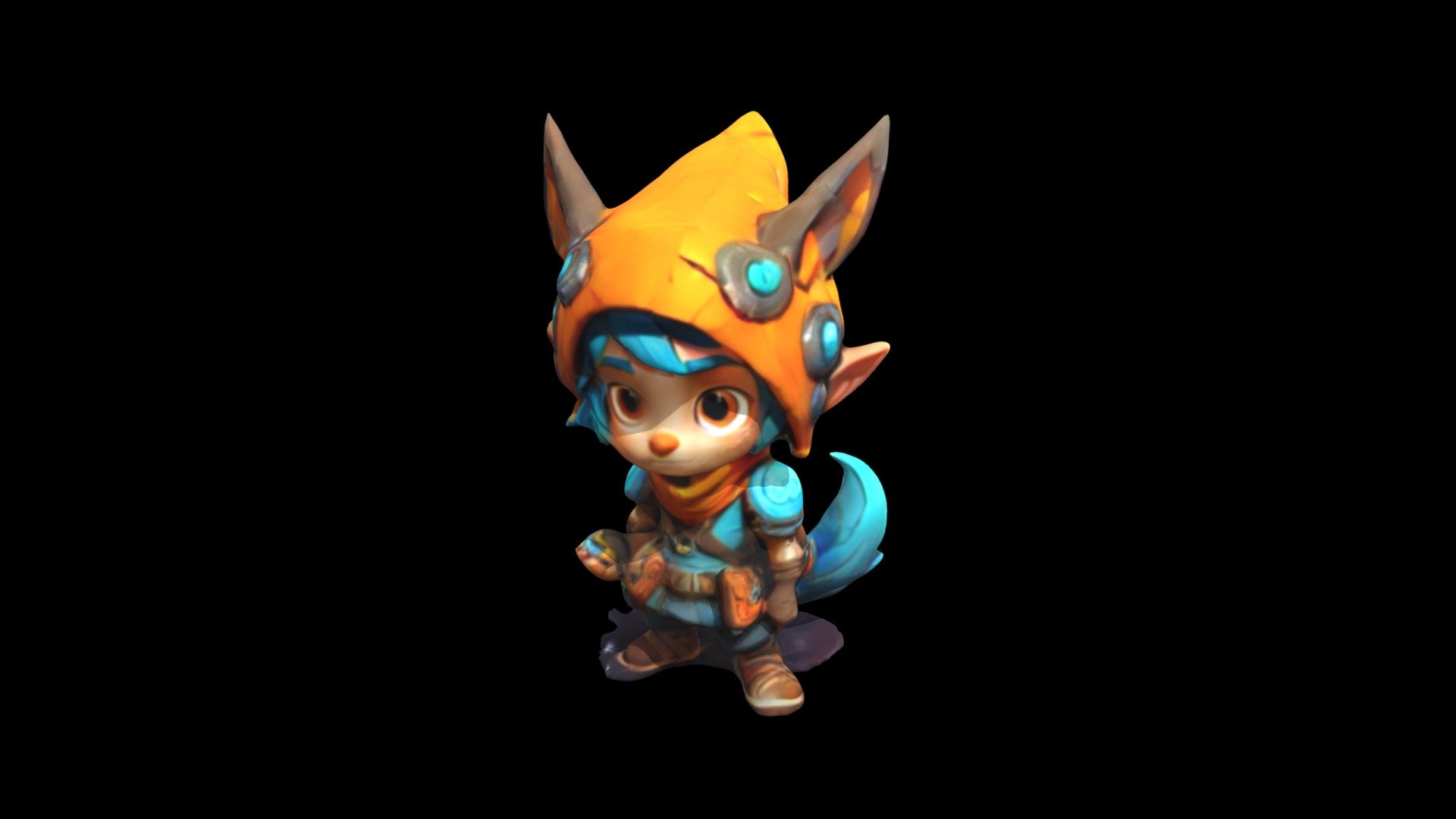 a cartoon character with blue hair and an ora - Download Free 3D model ...