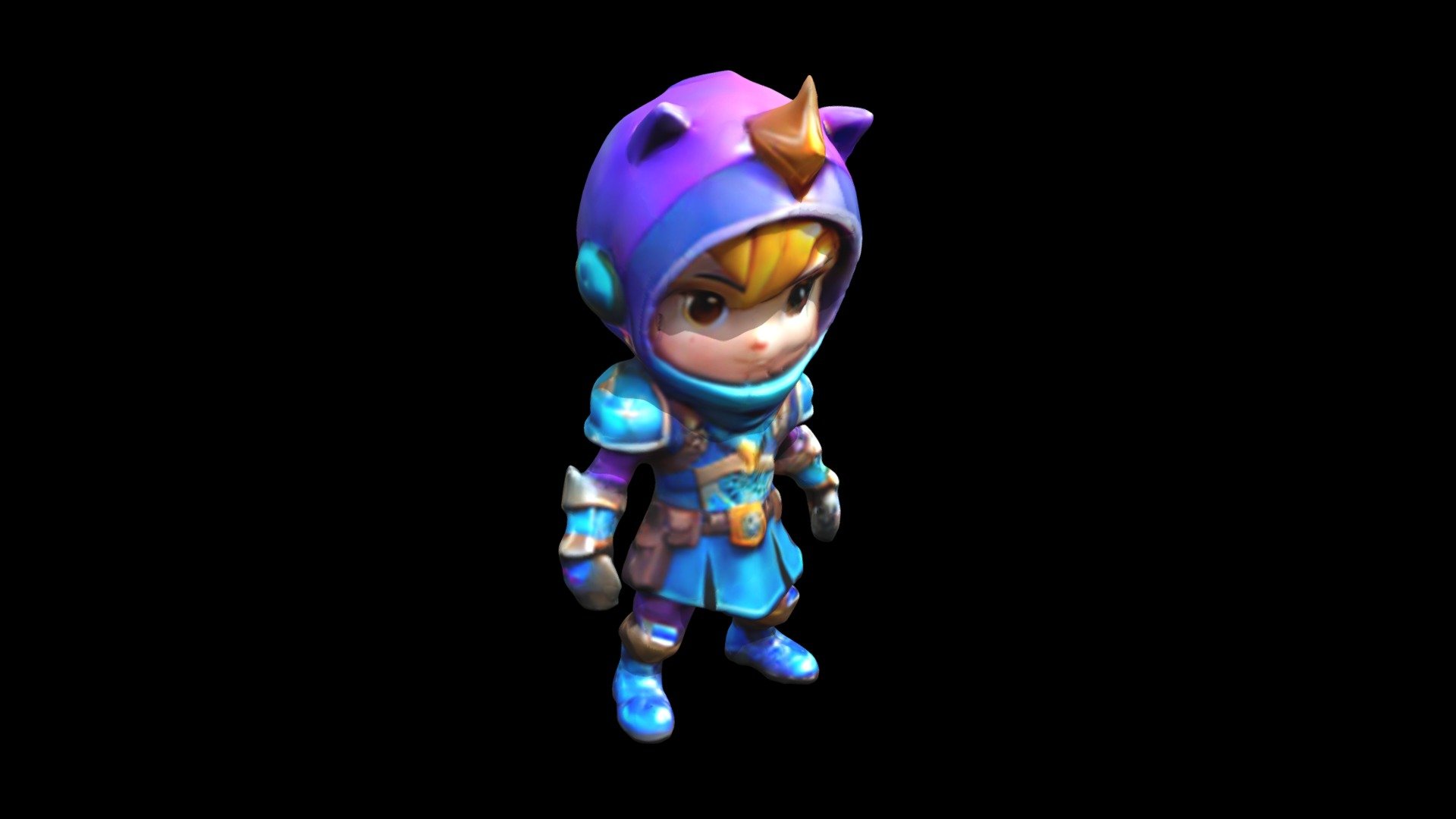 Anime-style cartoon character with golden hair a - Download Free 3D ...