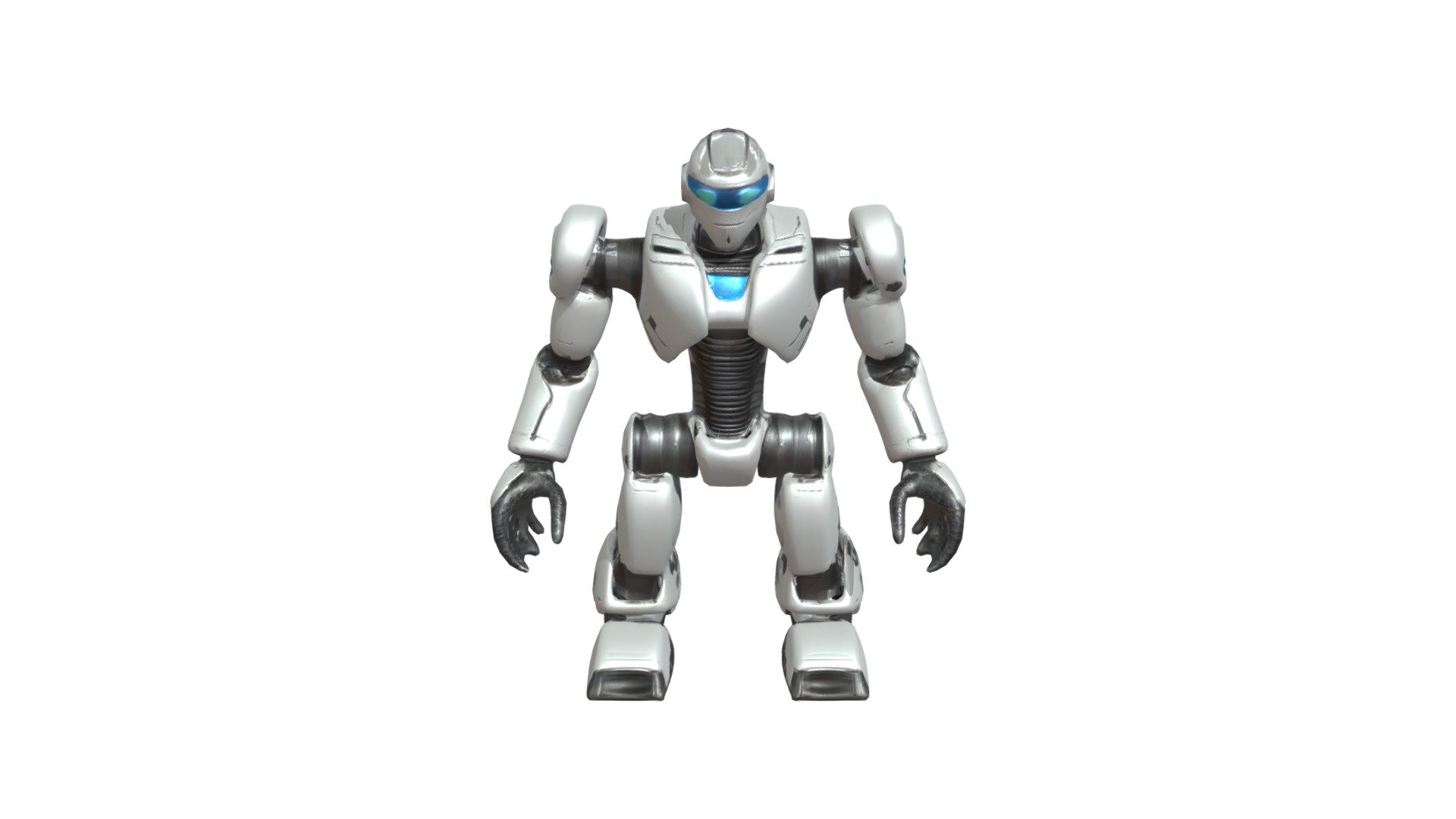 Humanoid robot with blue visor - 3D model by a.gourc [bf21723] - Sketchfab