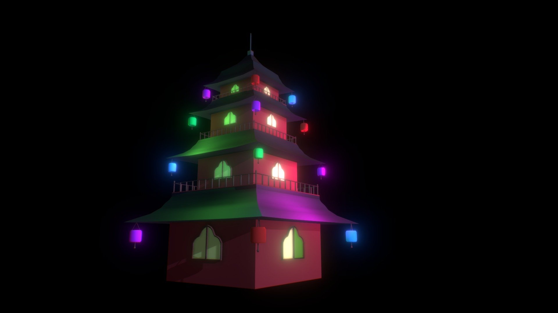 Simple Chinese tower - 3D model by QueenofPisces [bf31fab] - Sketchfab