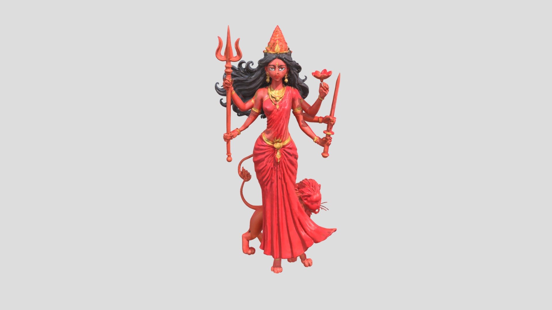 Maa Durga is shown in her fierce formerful form. - 3D model by ...