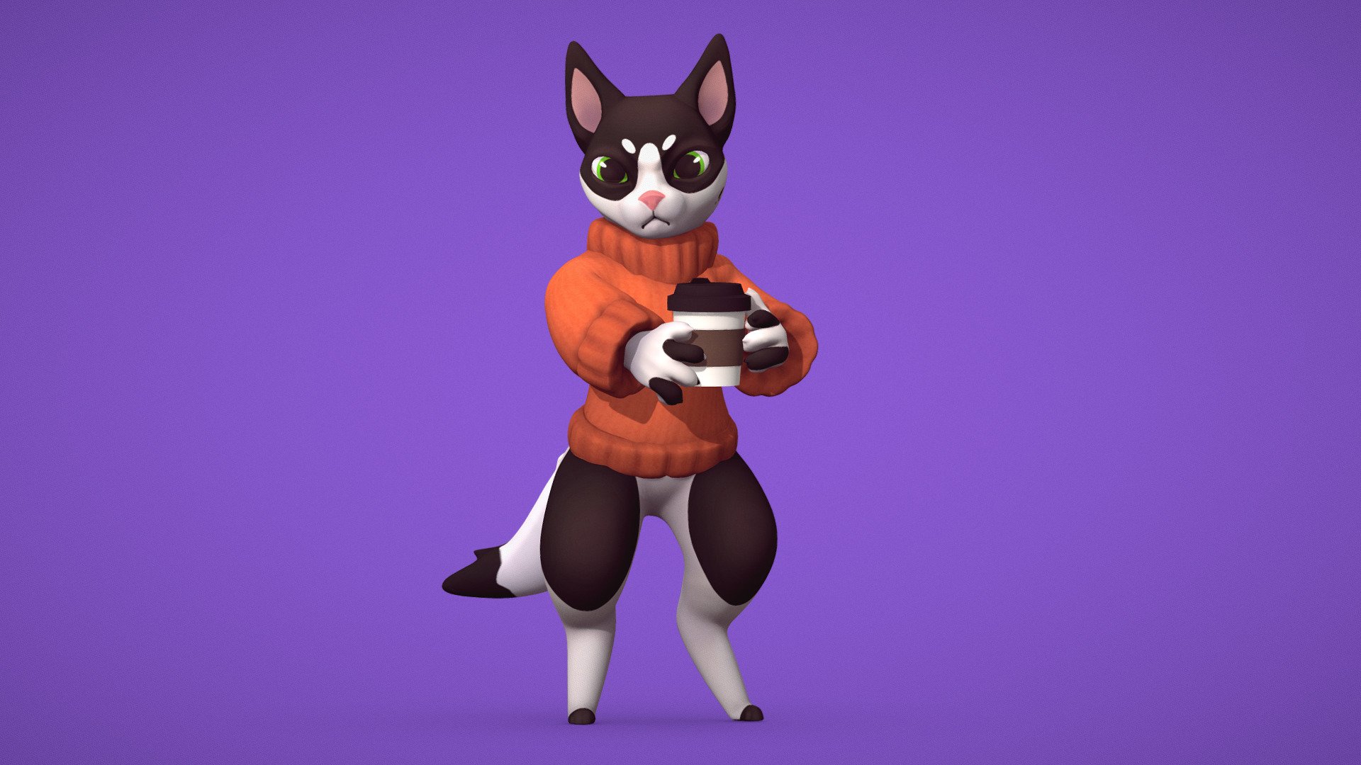 coffeecat - Download Free 3D model by sneakyraccoon [bf4592b] - Sketchfab