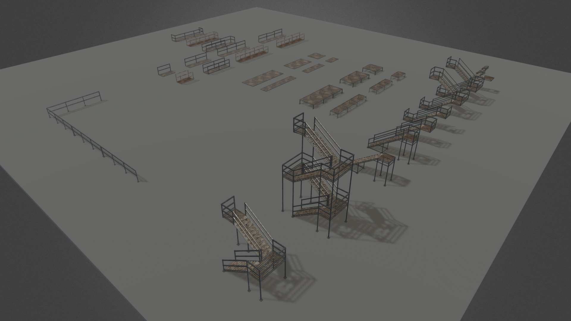 Modular Industrial Steel Catwalks and Staircases - 3D model by ...