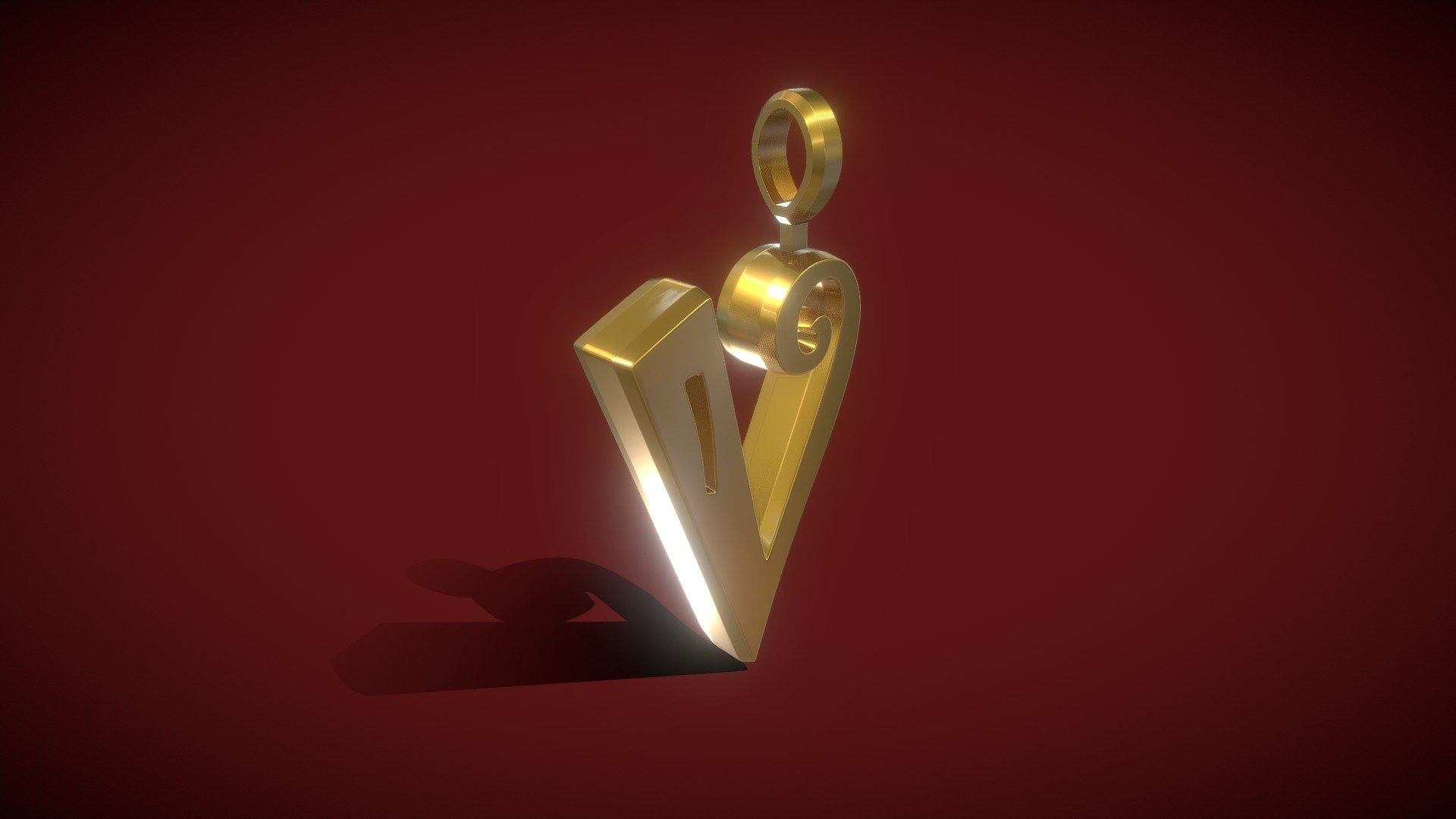 V Letter Pendant Gold - Buy Royalty Free 3D model by Sandeep Choudhary ...