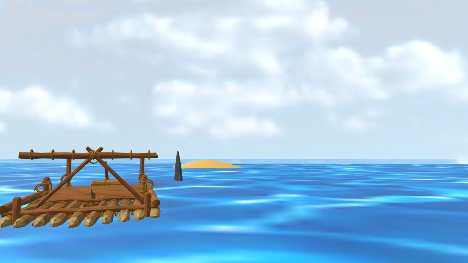 3D low poly game raft scene and landscape model - 3D model by ...