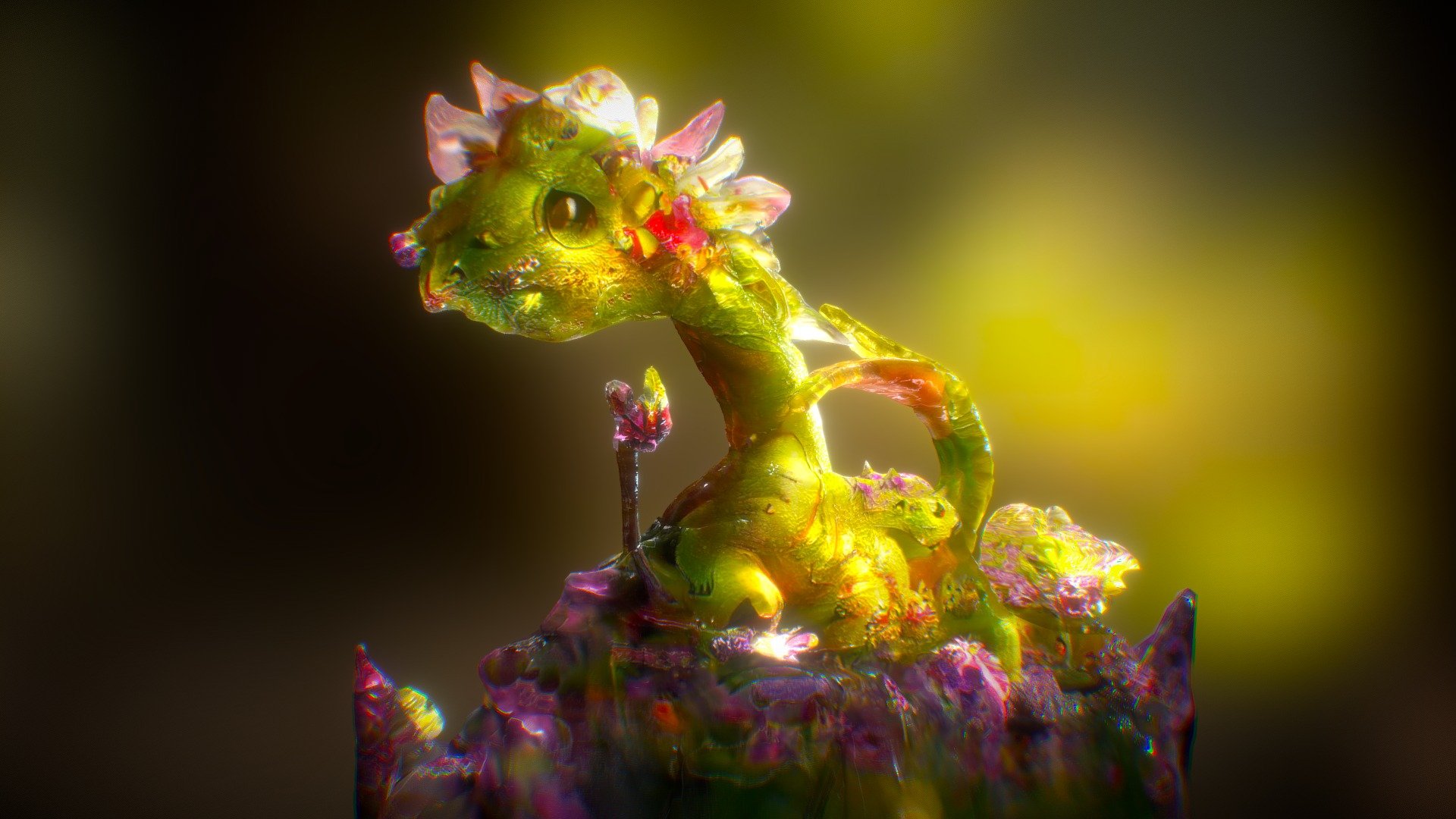 Flower Dragon - 3D model by Krista B (@tinydragonproductions) [bf8f6f1 ...
