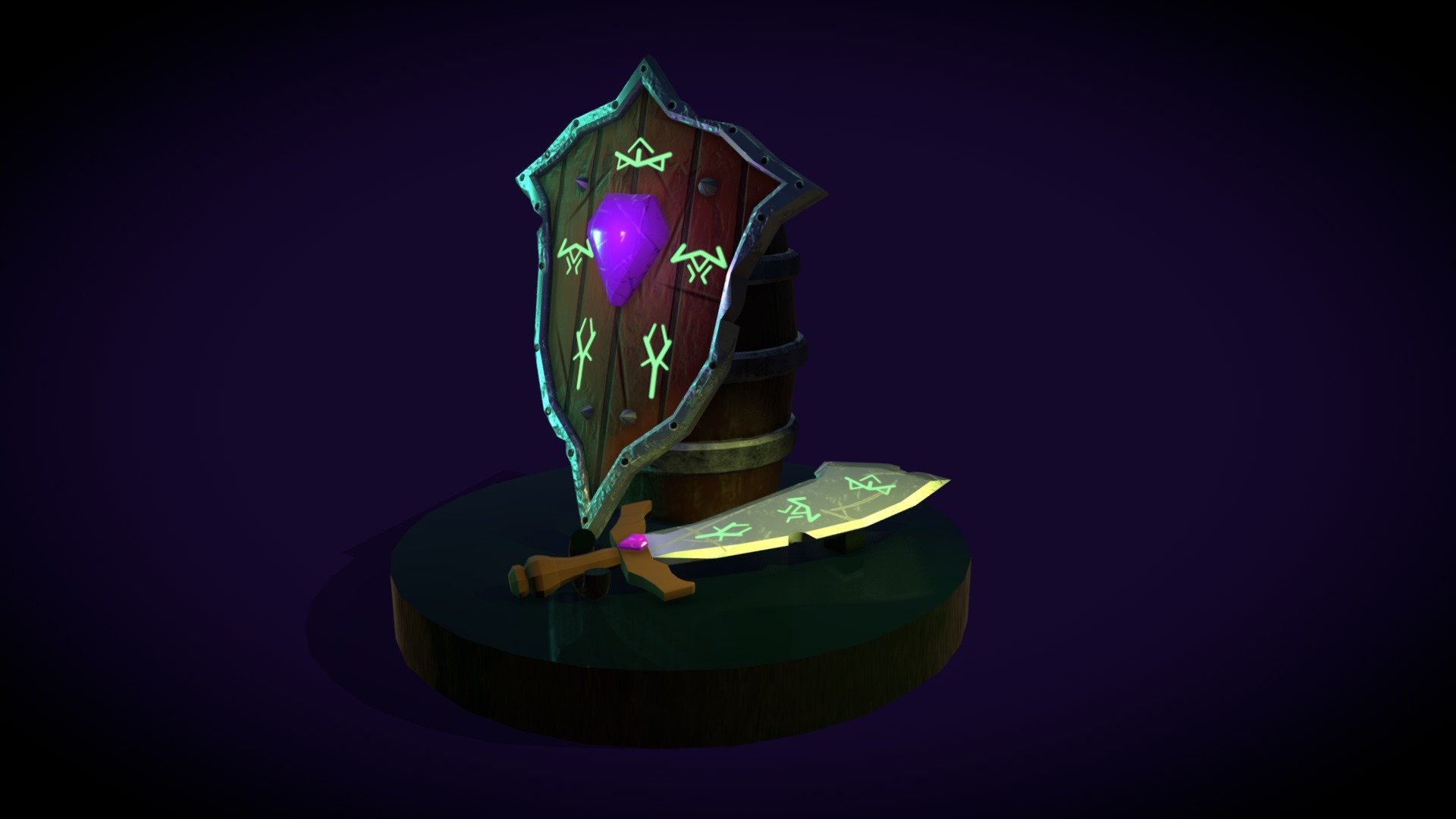 Runic sword and shield - 3D model by ArchieMoffat [bf97e58] - Sketchfab