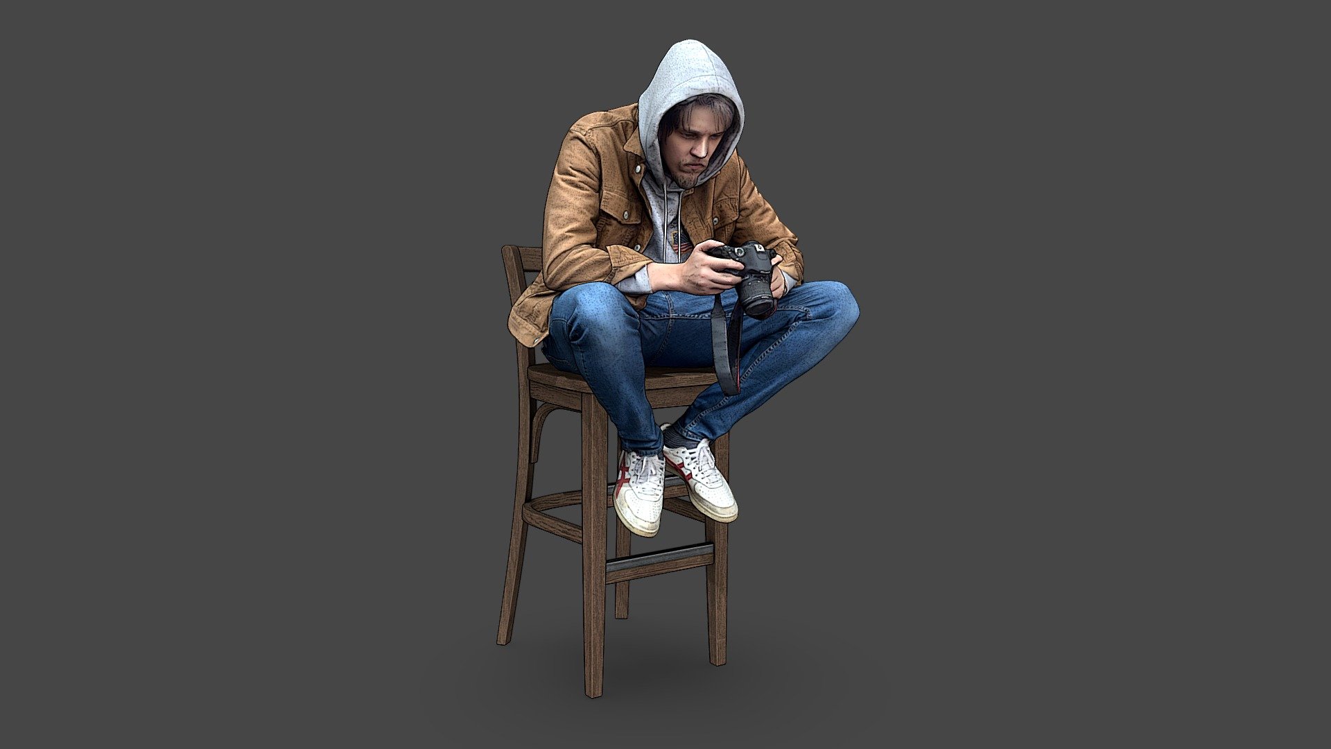 Guy with a Camera Sits on a High Chair - 3D model by kanistra [bf99491 ...