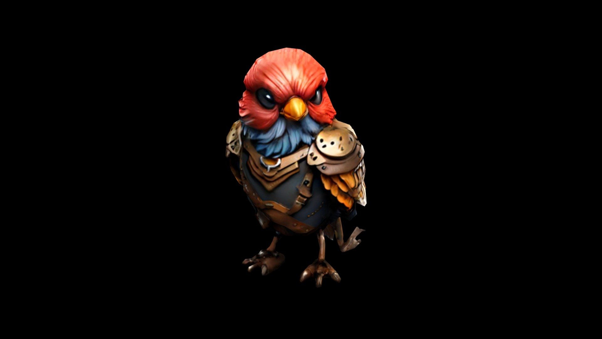 "Armored Parrot Standing in Shattered Shells Dis - Download Free 3D ...