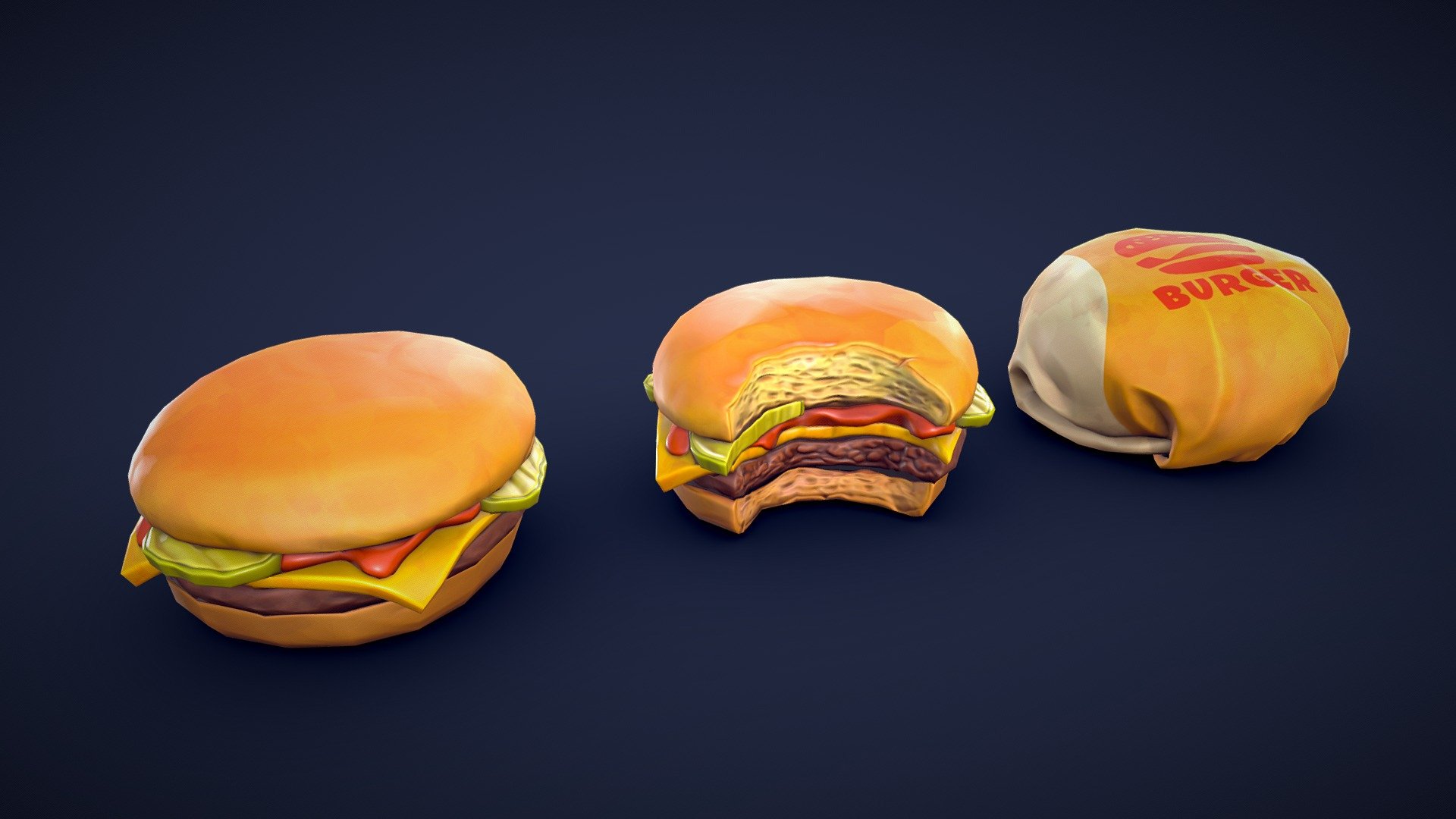 Stylized Burger - Low Poly - Buy Royalty Free 3D model by LarkArt Store ...
