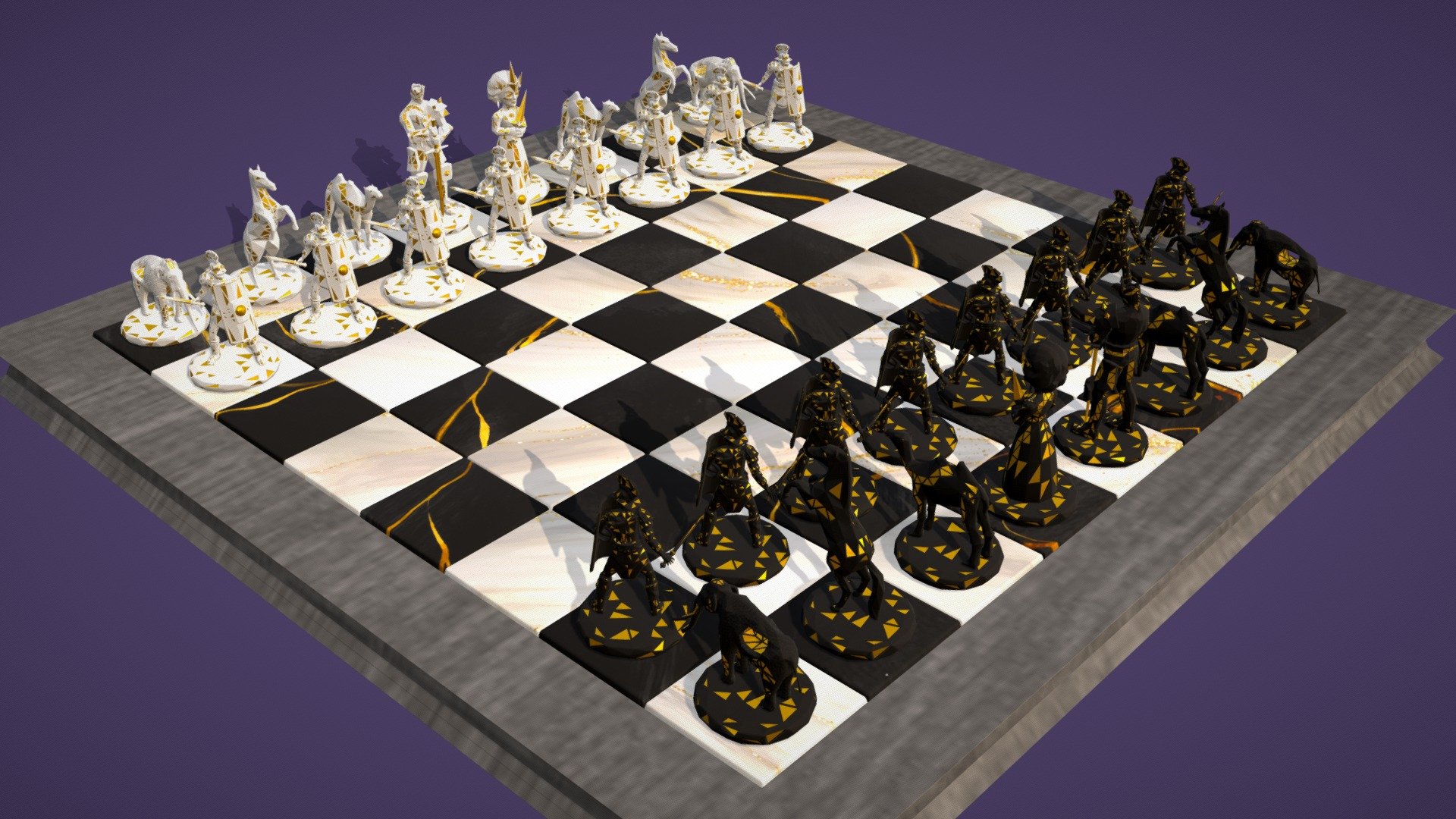 Low Poly Chess Board Game Asset Pack - Buy Royalty Free 3D model by ...