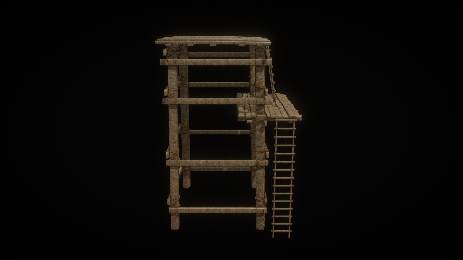 Medieval Platform Wood and Rope Stairs - Download Free 3D model by ...