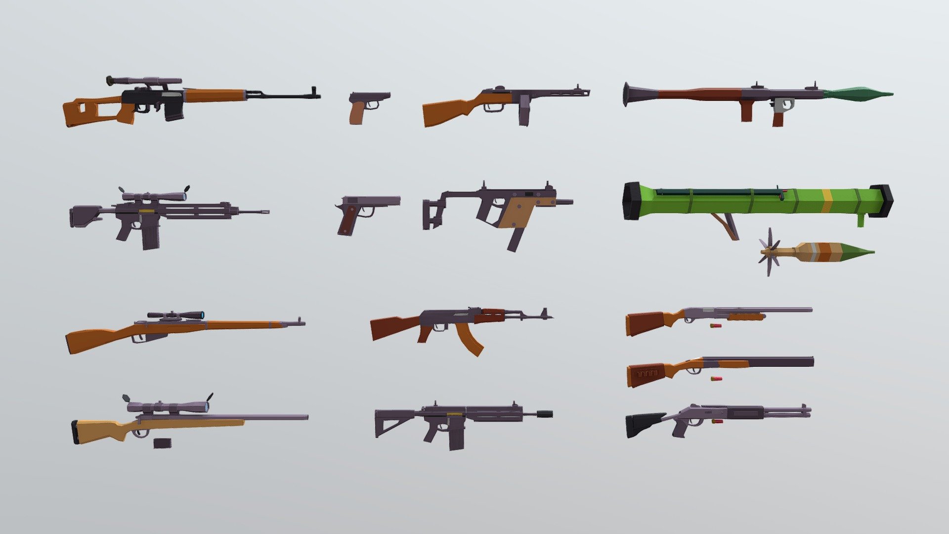 3D Modern Weapons Guns Lowpoly Pack - 3D model by CatBorgStudio ...