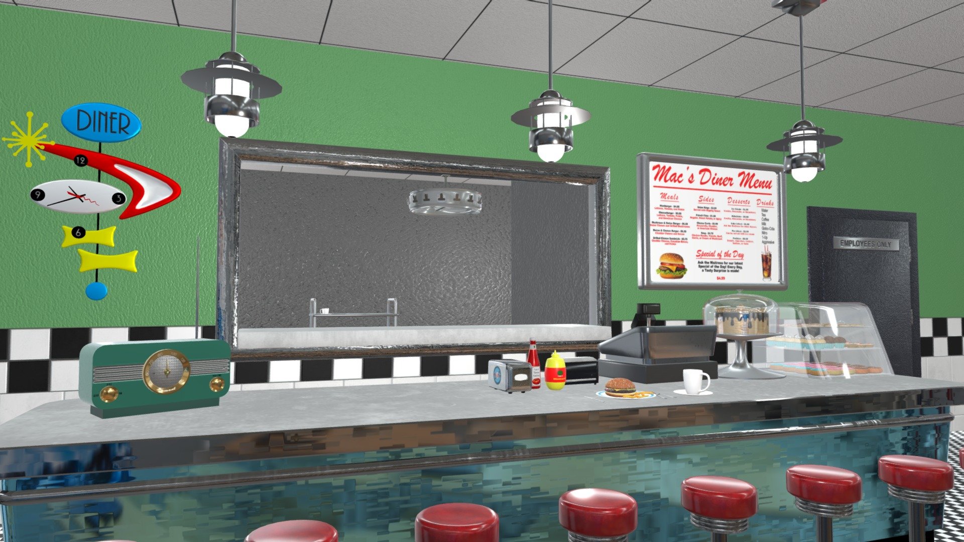 Retro Diner - 3D model by LibraHades [bfc81cd] - Sketchfab