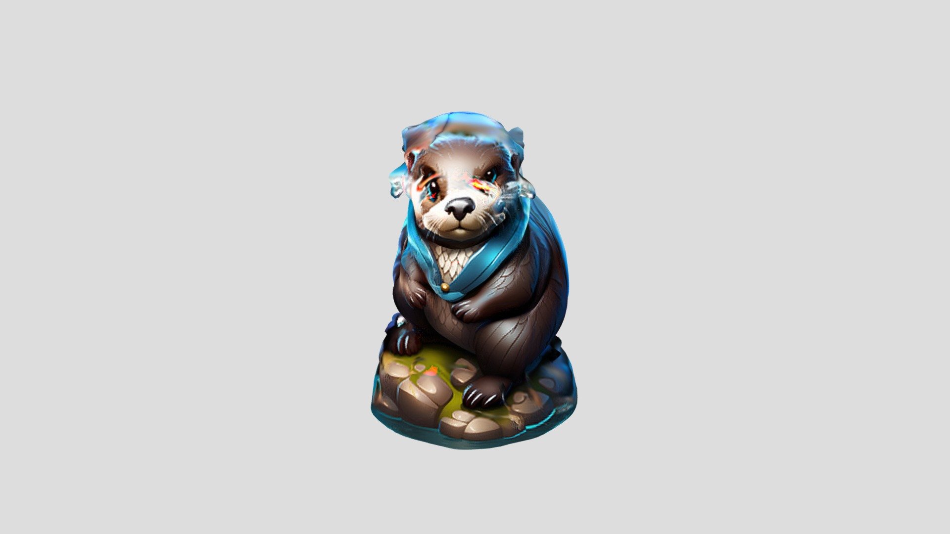 A cute otter statue with a blue scarf, sitting - Download Free 3D model ...