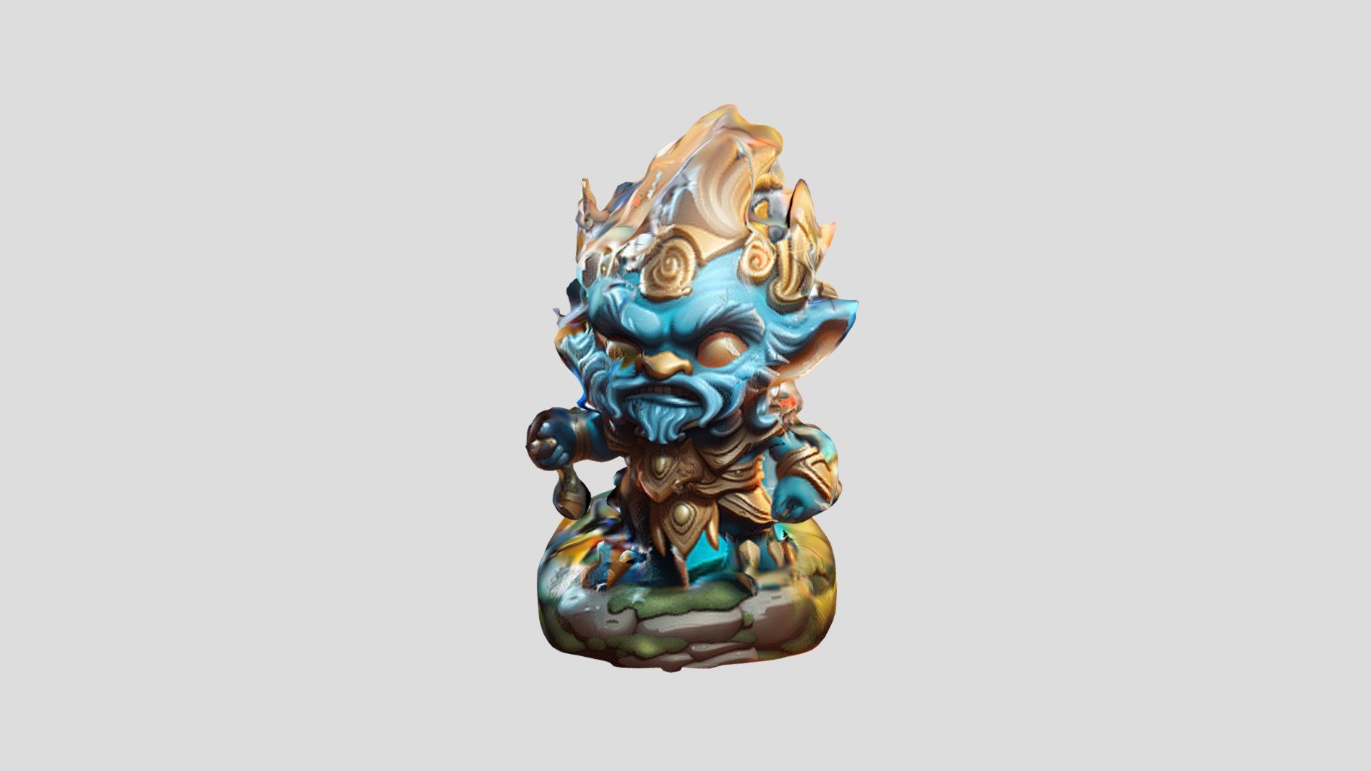 Blue and Gold Gnome Statue A small, blue and - Download Free 3D model ...