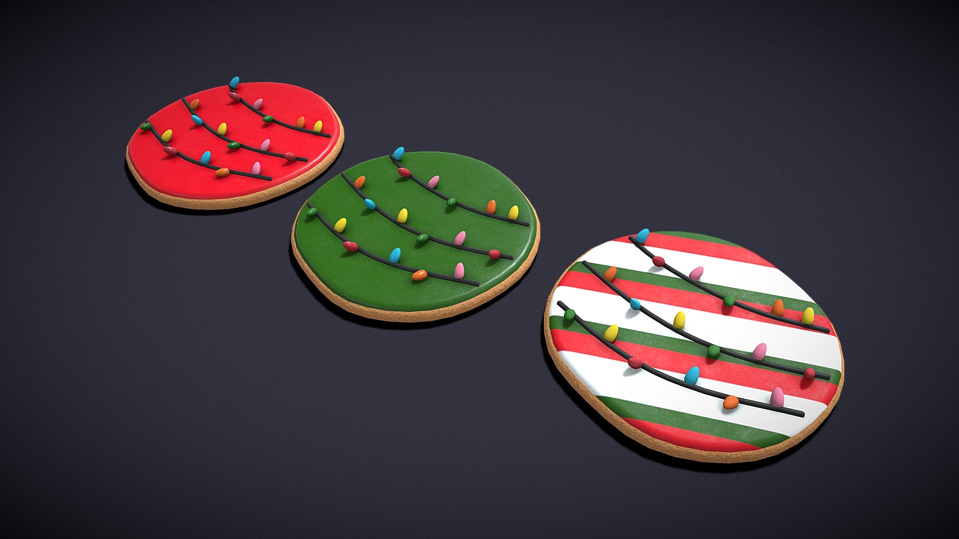 Christmas Lights Cookie - Buy Royalty Free 3D model by ...