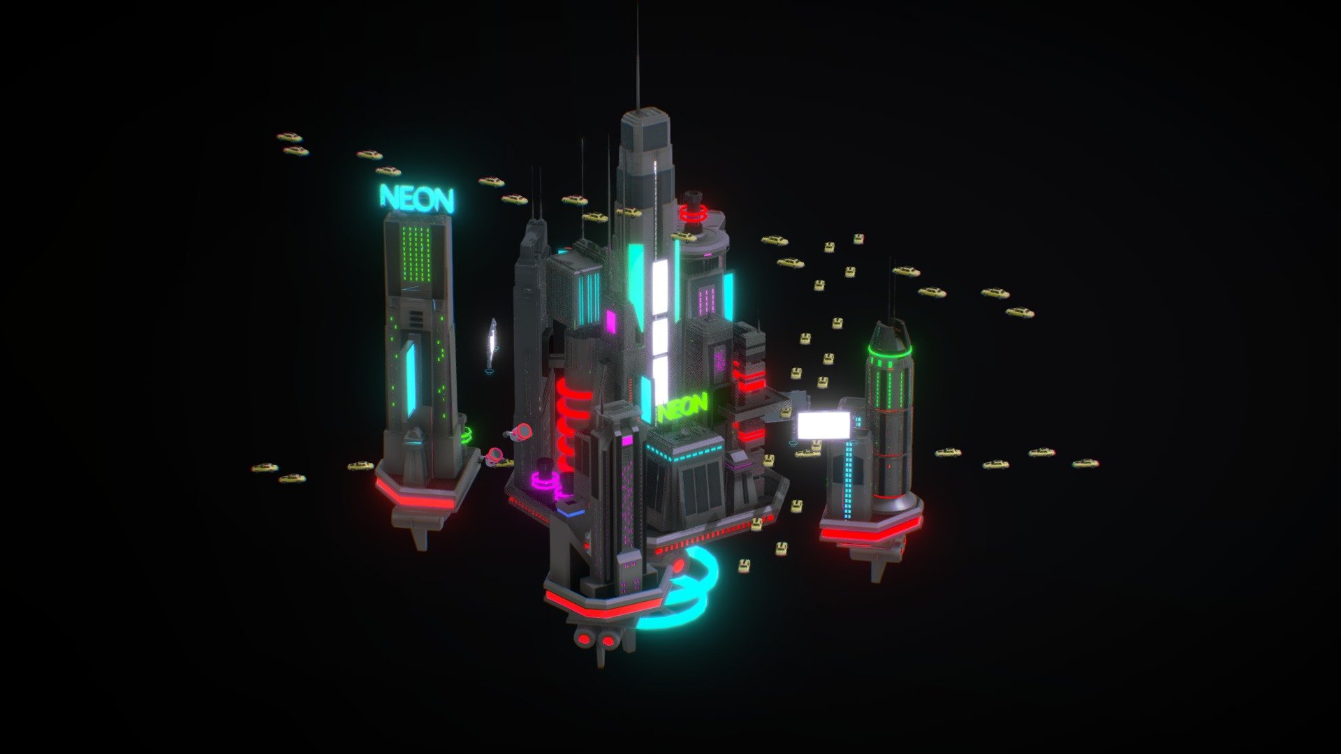 Miniature Cyberpunk Floating Island - 3D model by lazae [bffc2b9 ...