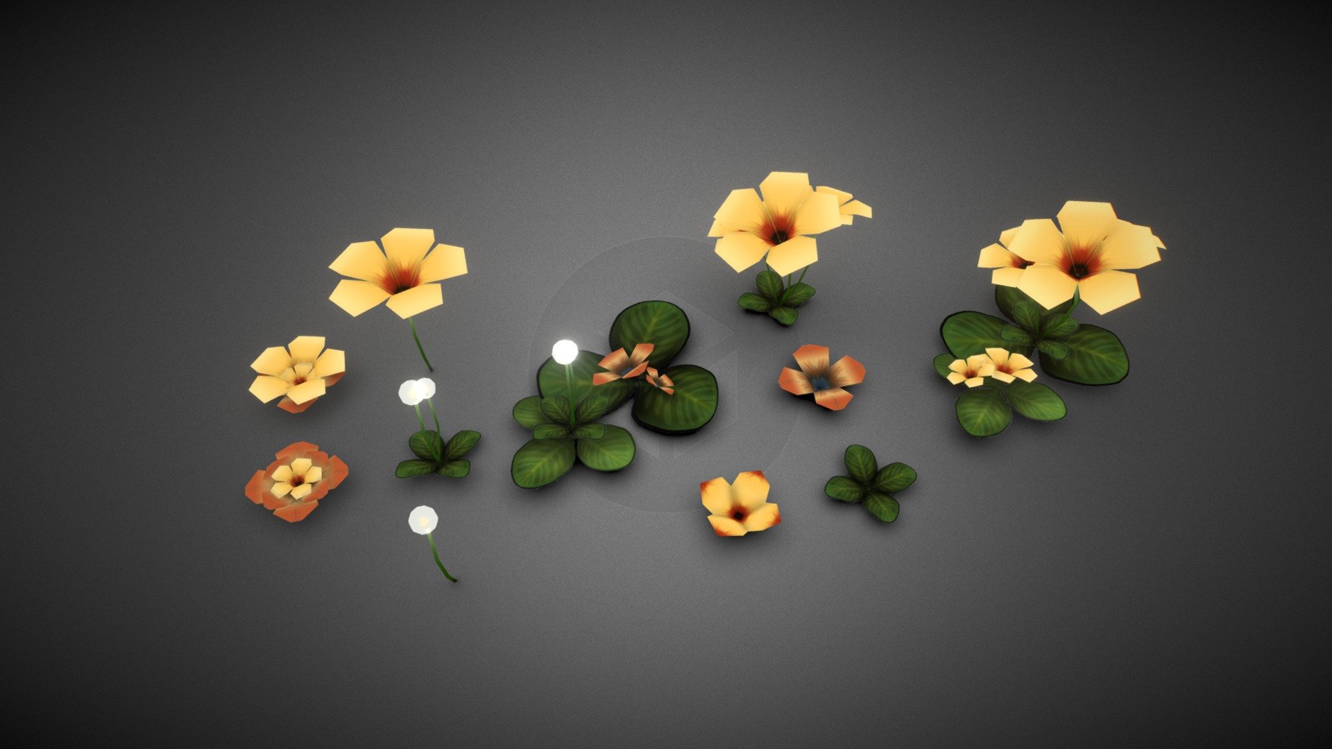 Stylized Flowers and Dandelions - Download Free 3D model by Botanical ...