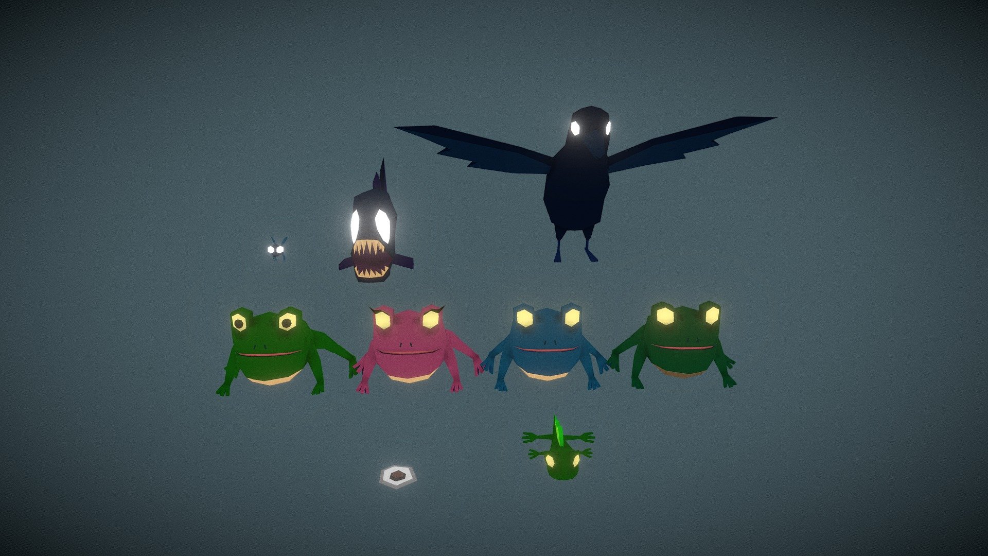 Low Poly Animals (Frog, Frogglet, Crow, Fish) - Download Free 3D model ...