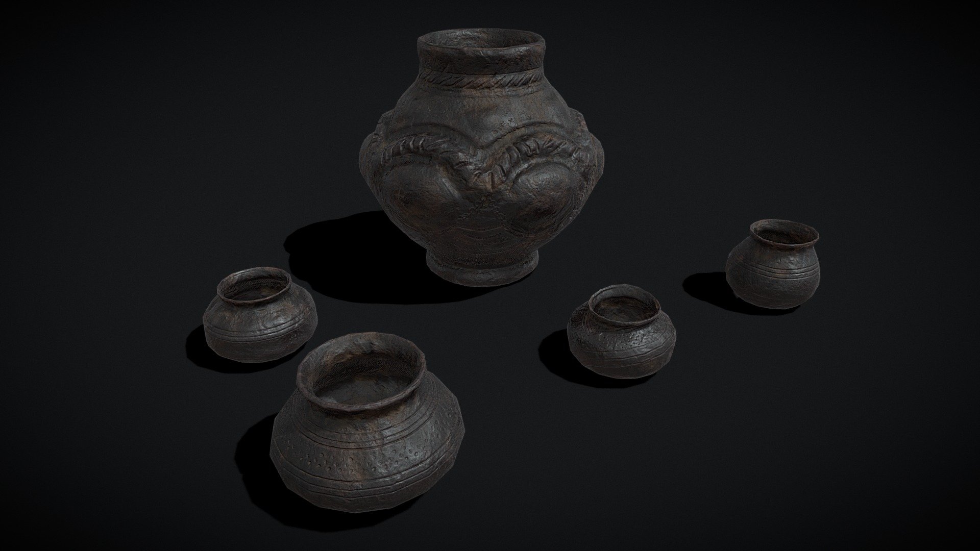 Sculpted Five Pottery Set - Buy Royalty Free 3D model by ...
